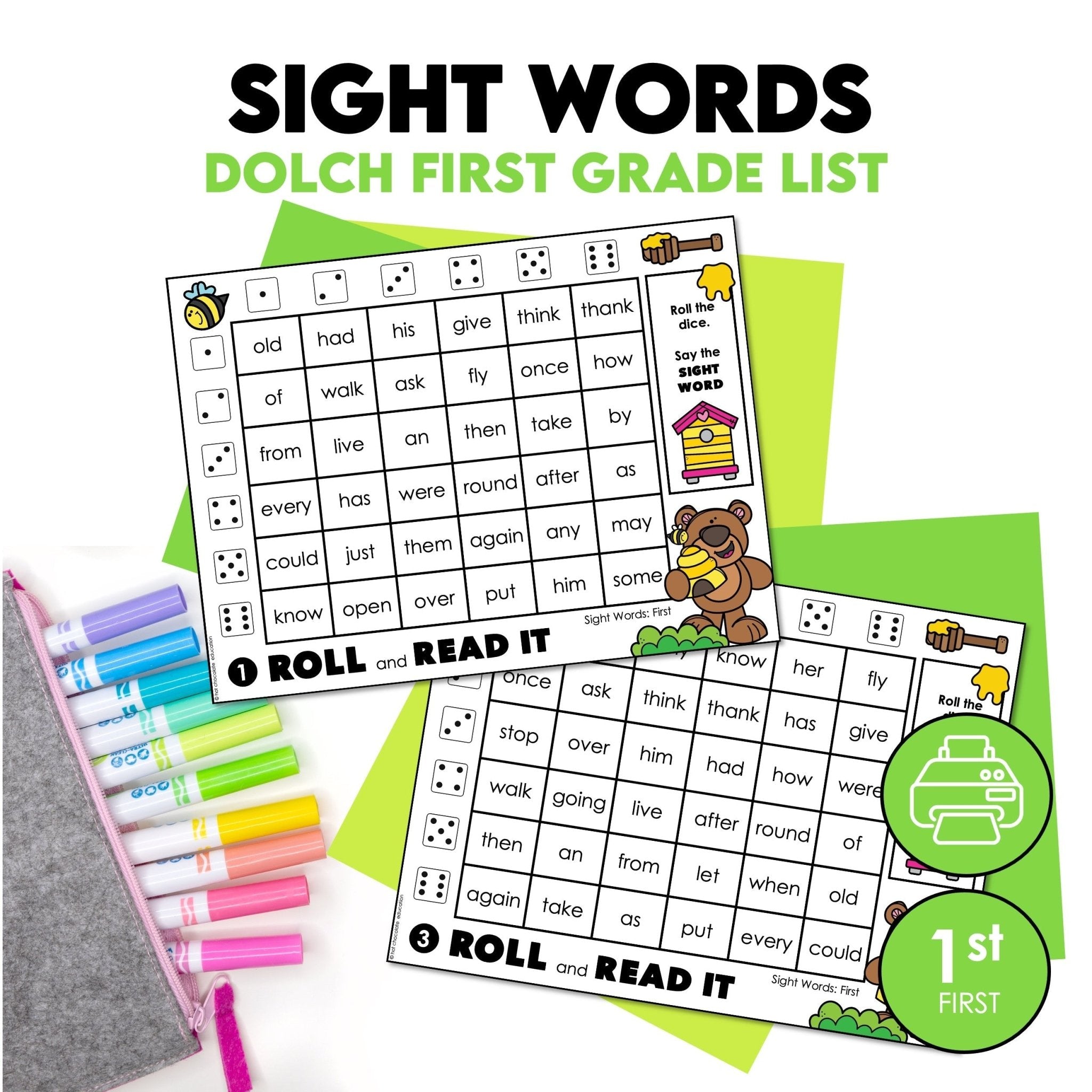 Dolch First Grade Sight Words - Hot Chocolate Teachables