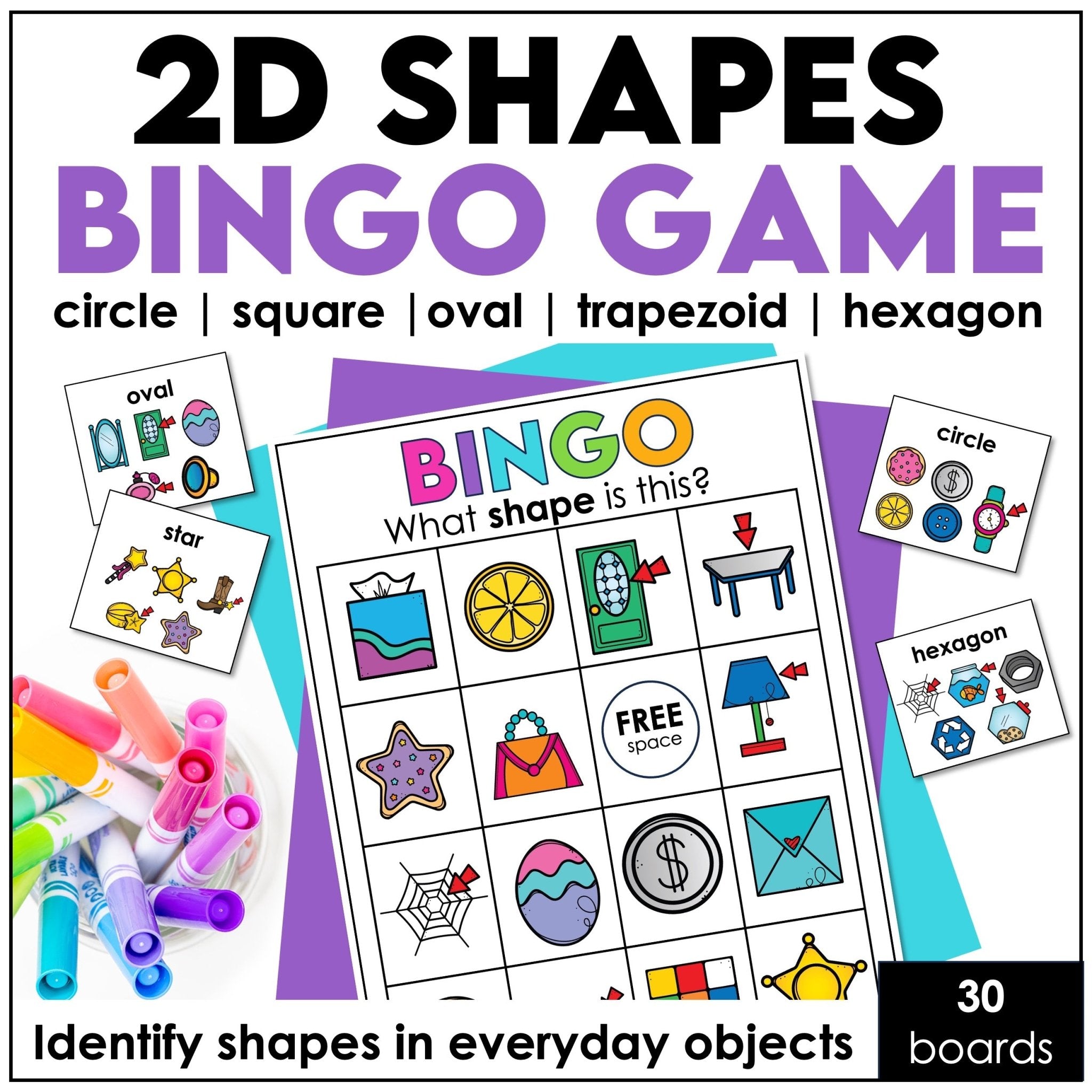 2D Shape Bingo Game for Kindergarten