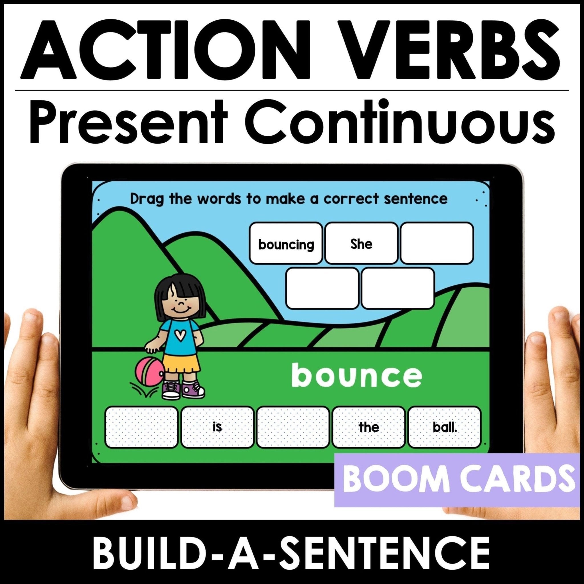 Action Verb BOOM CARDS | Present Progressive Sentences