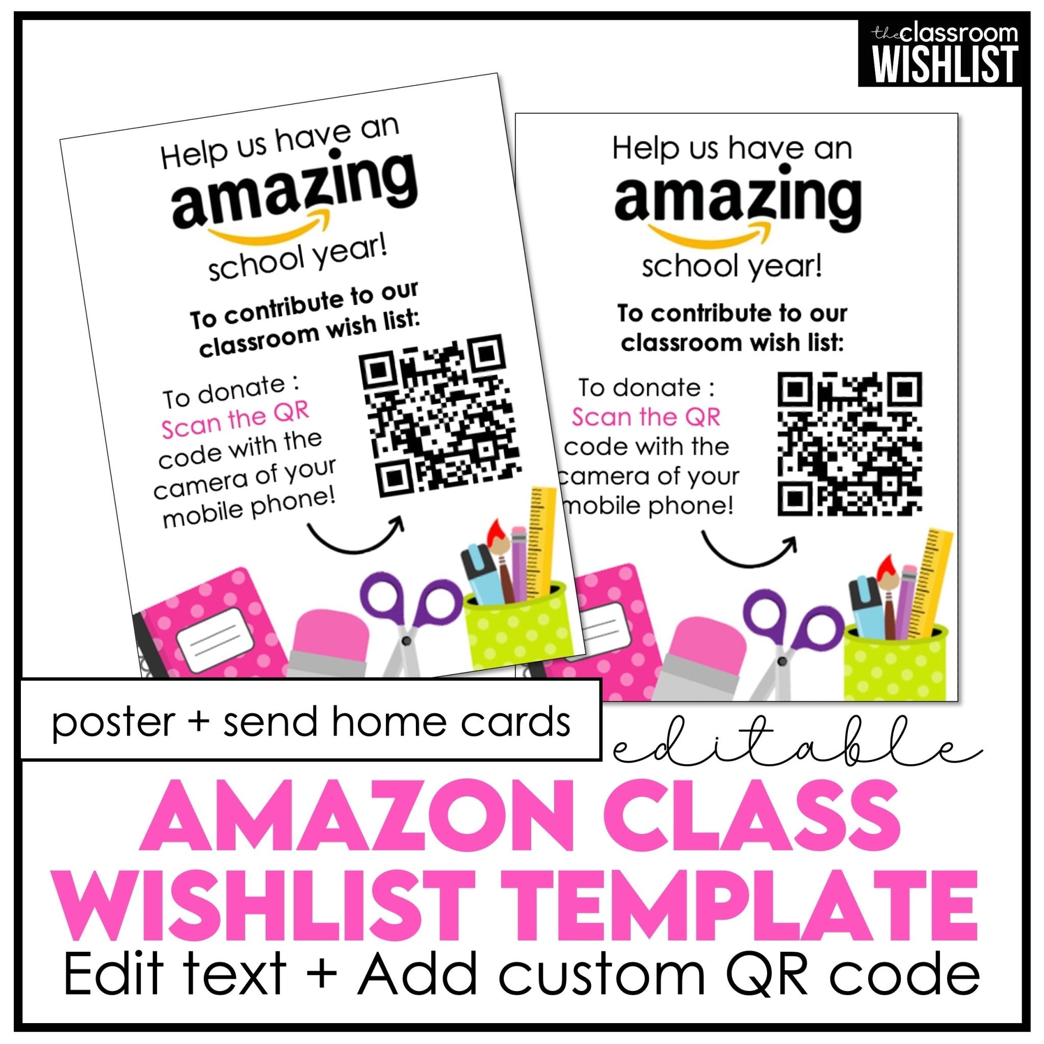 Amazon Classroom Wishlist QR Code Cards - Back to School