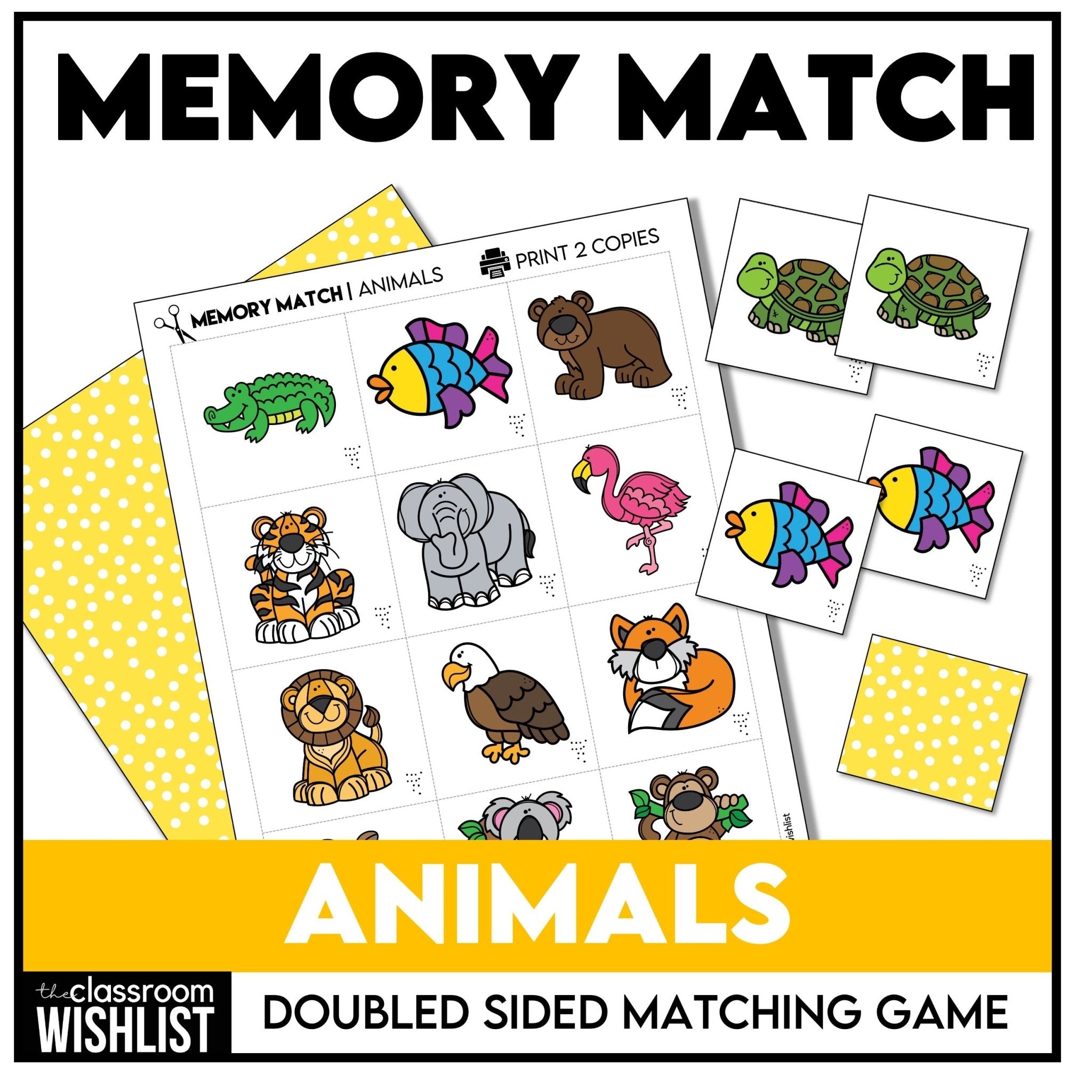 Animal Memory Game | Picture Cards | Vocabulary Matching