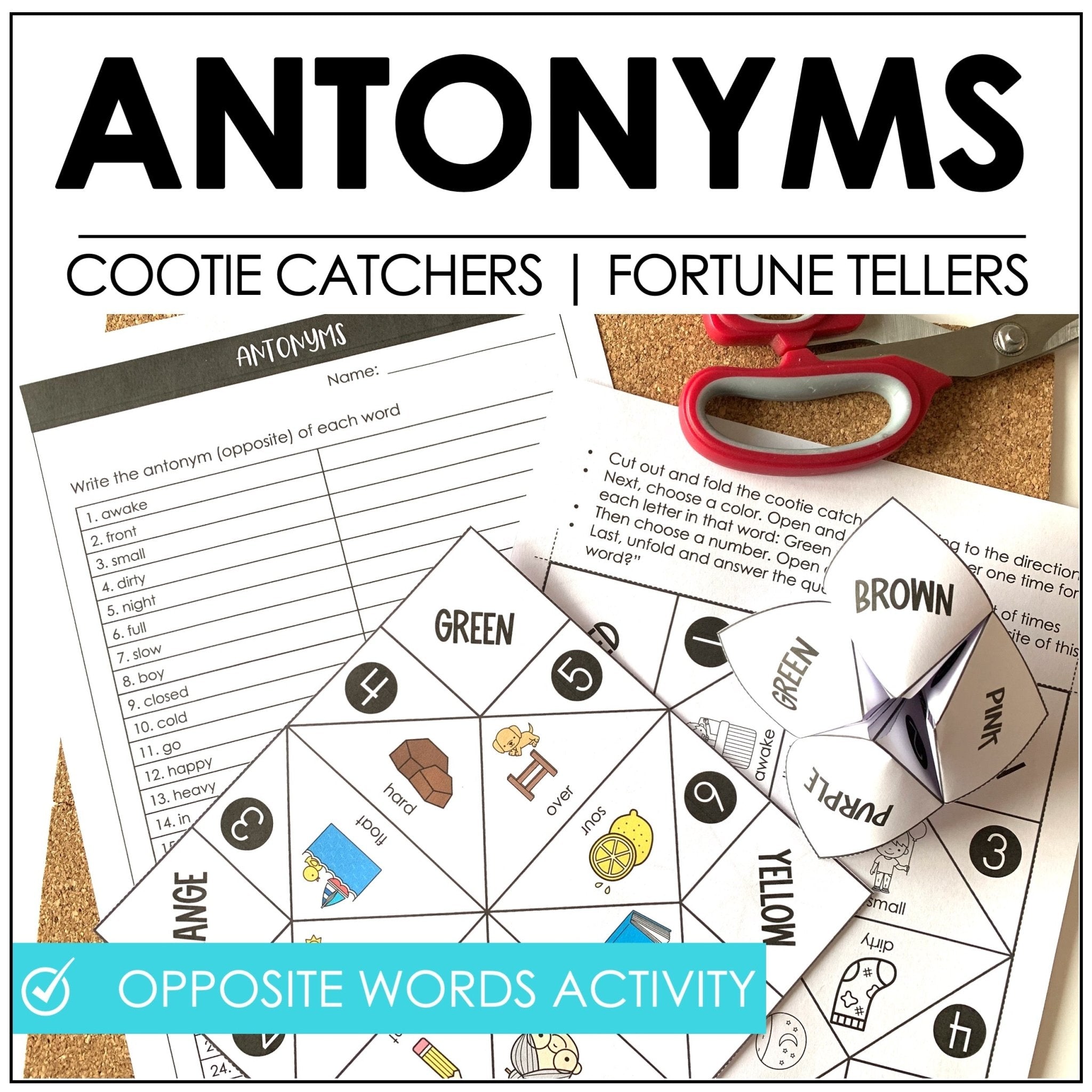 Antonyms Activity Cootie Catcher - Opposites Game