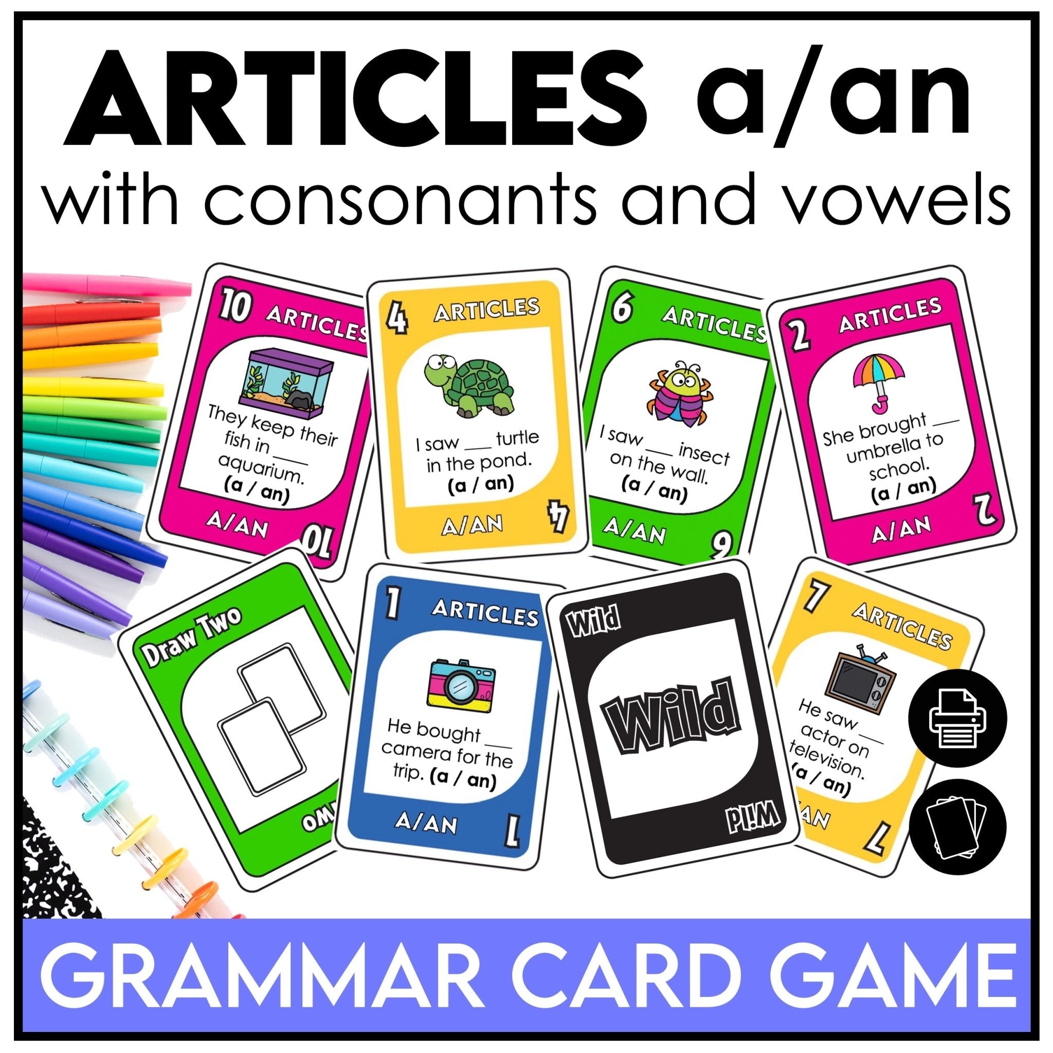 A / An Grammar Card Game | ESL Articles Practice
