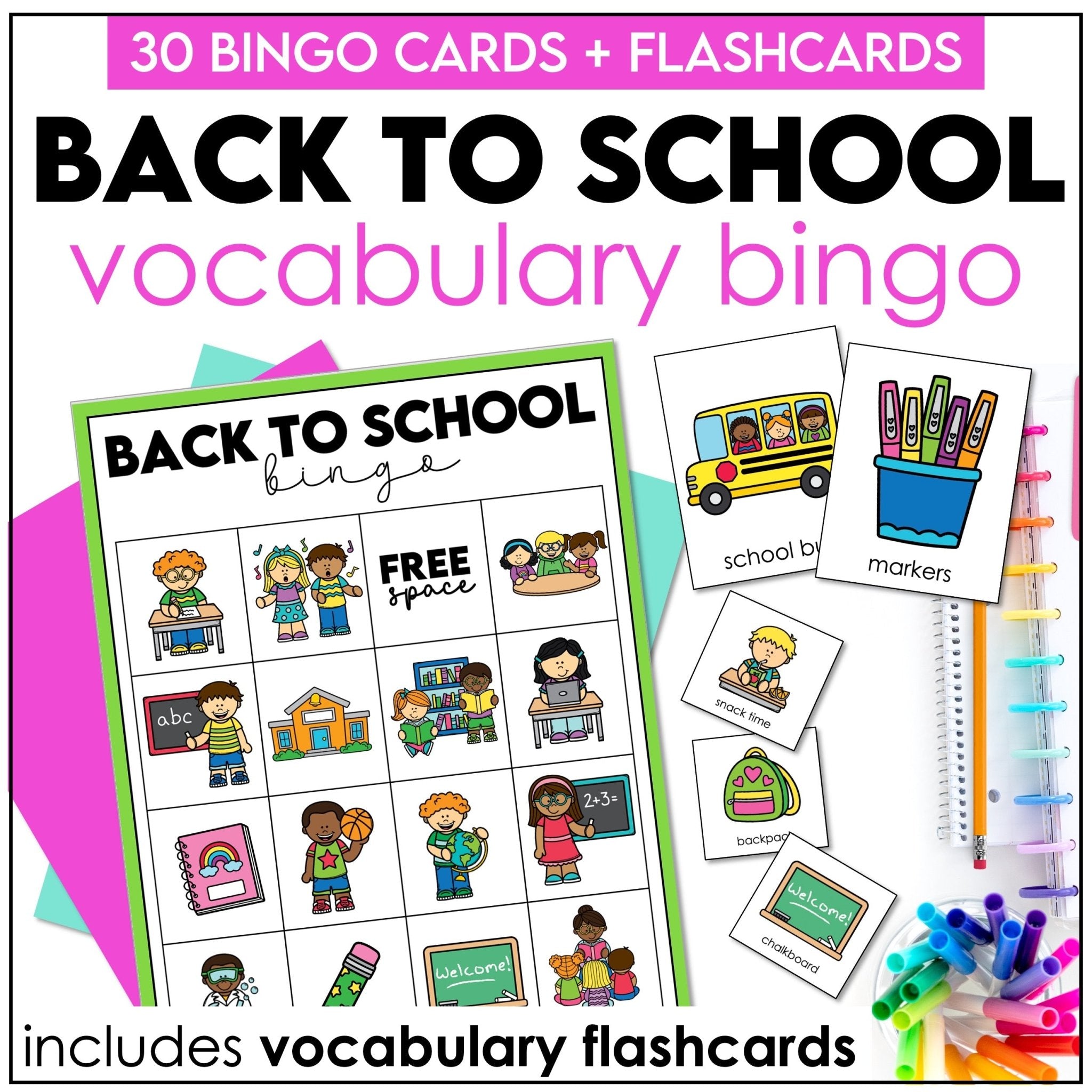 Back to School Vocabulary Bingo Game