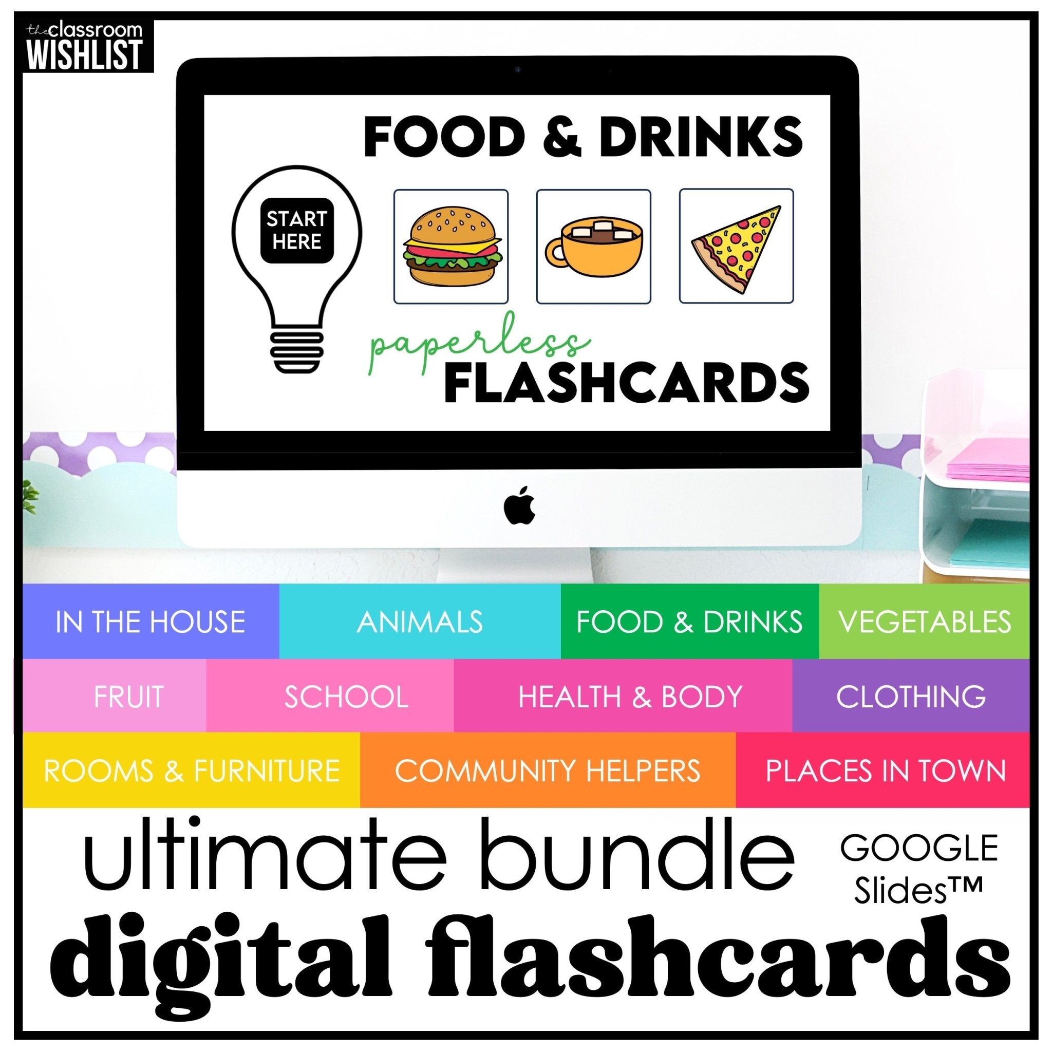 Basic English Vocabulary Digital Flashcards | ESL Bundle