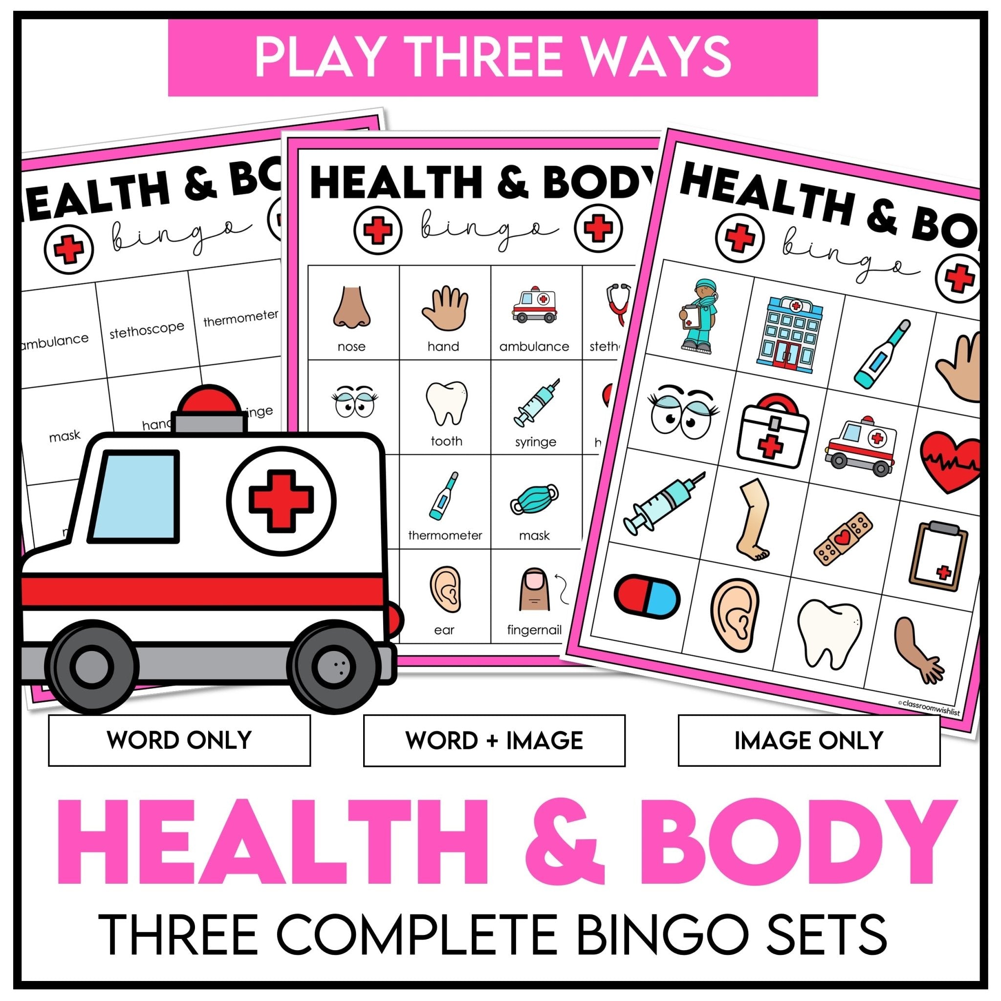 Body Parts & Health Vocabulary Bingo | ESL, ELL, and ELA