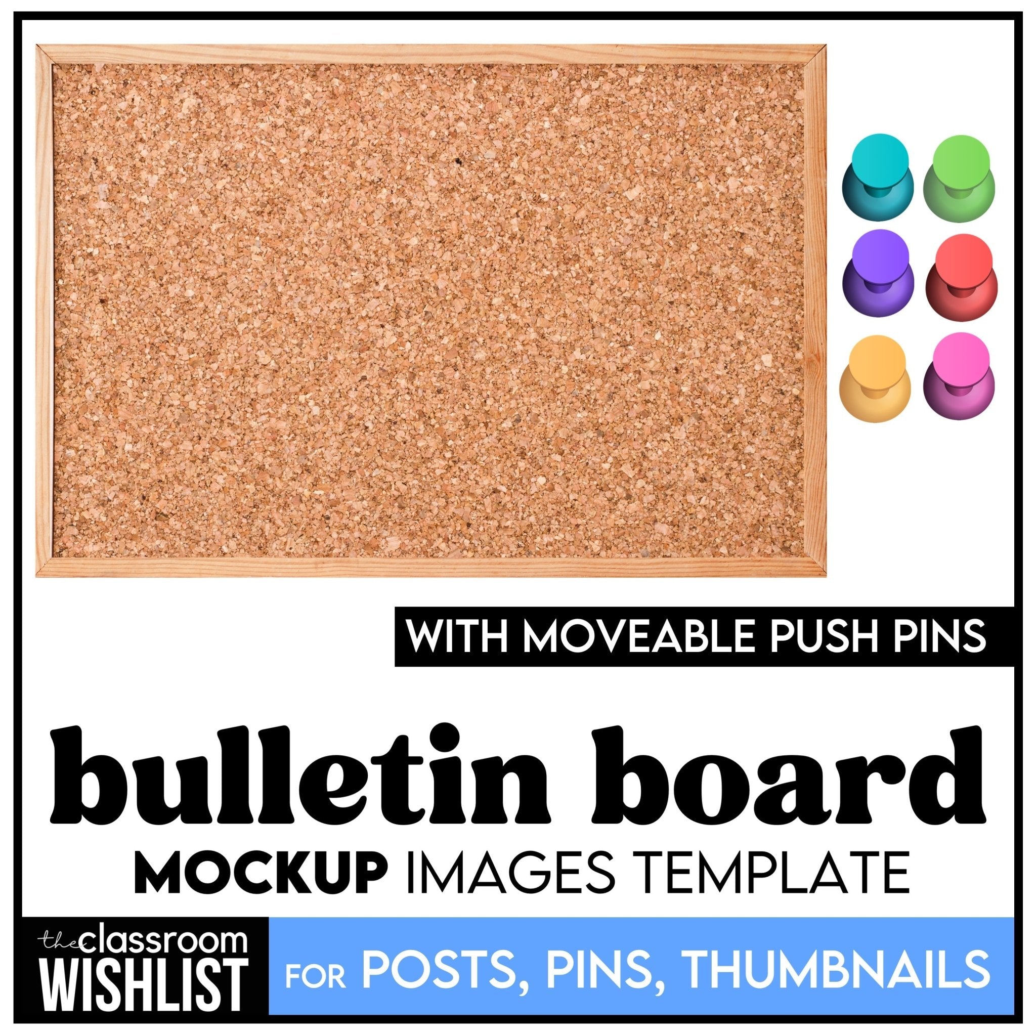 Bulletin Board Mock Up | Cork Board Image with Push Pins