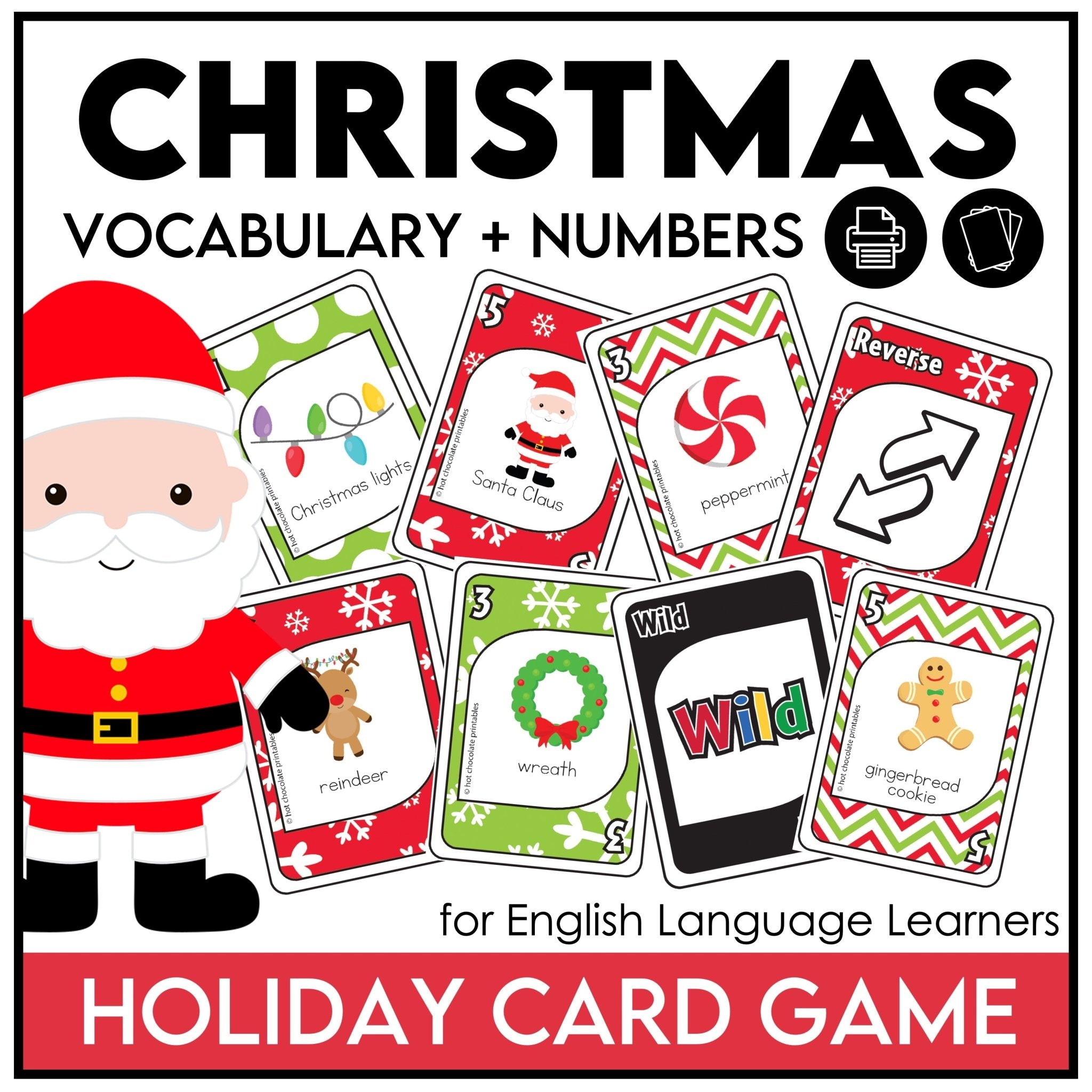 Christmas Vocabulary Card Game - English Version