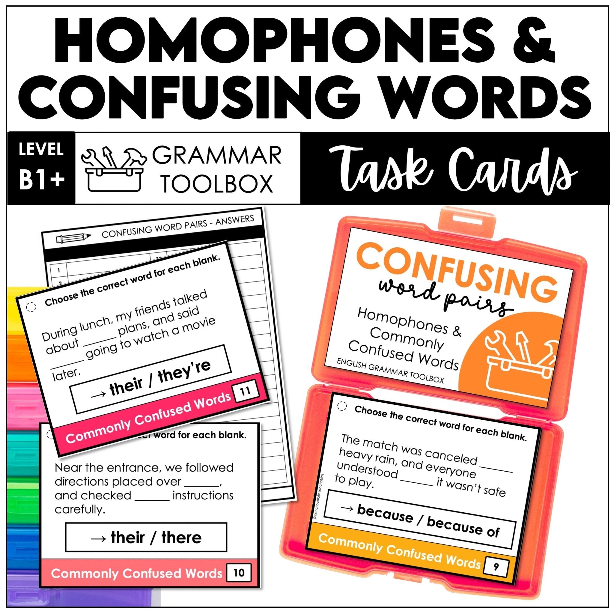 Homophones Task Cards | Confused Words ESL