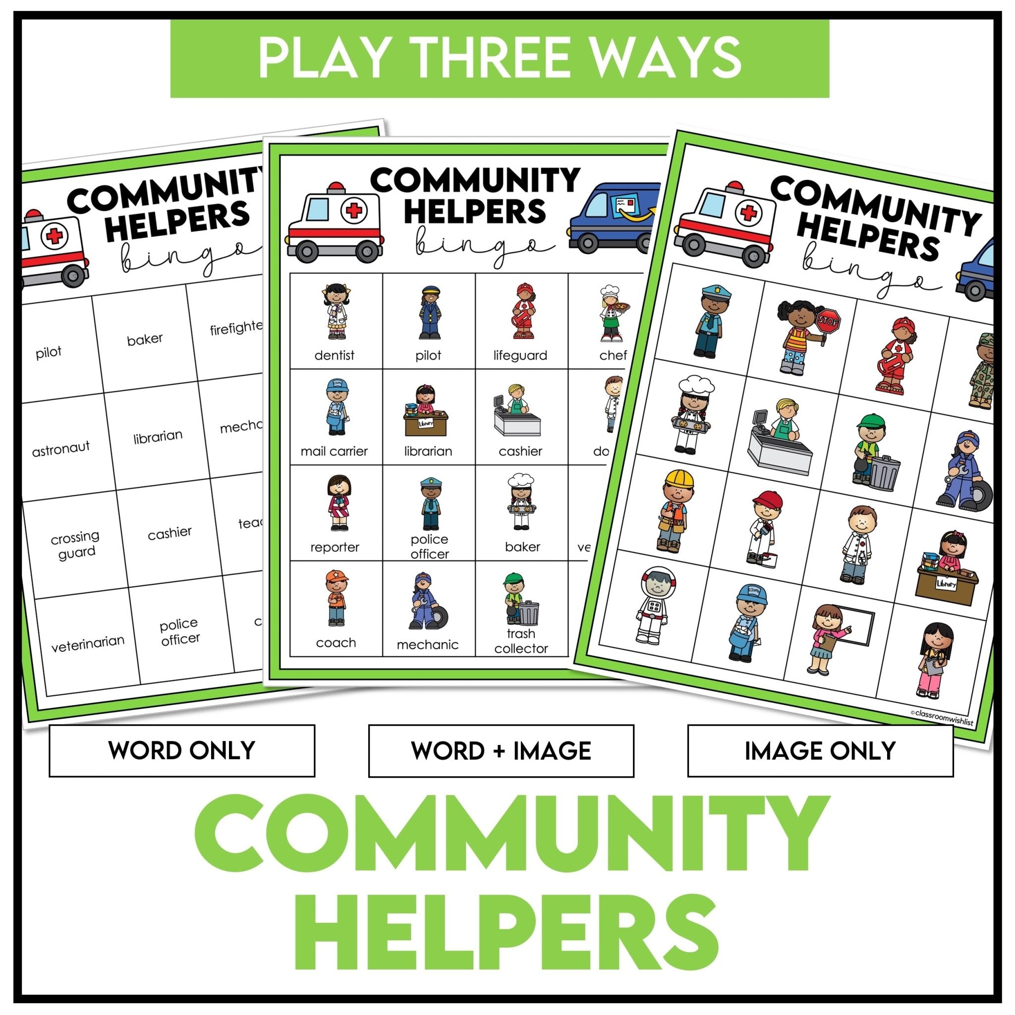 Community Helpers Bingo Game | Jobs, Careers & Occupations
