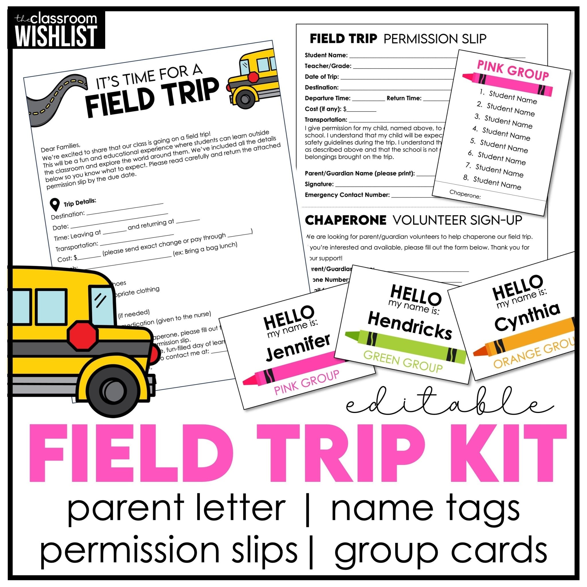 Editable Field Trip Forms | Permission Slip, Parent Letter