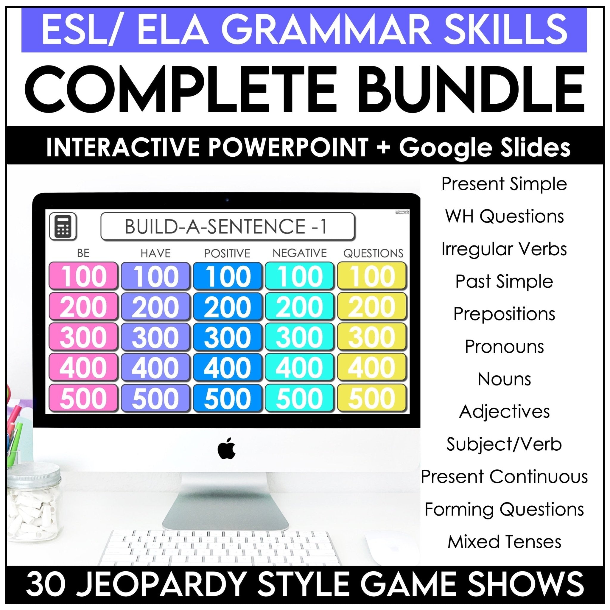 ESL Grammar Skills Bundle - 30 Jeopardy-Style Games