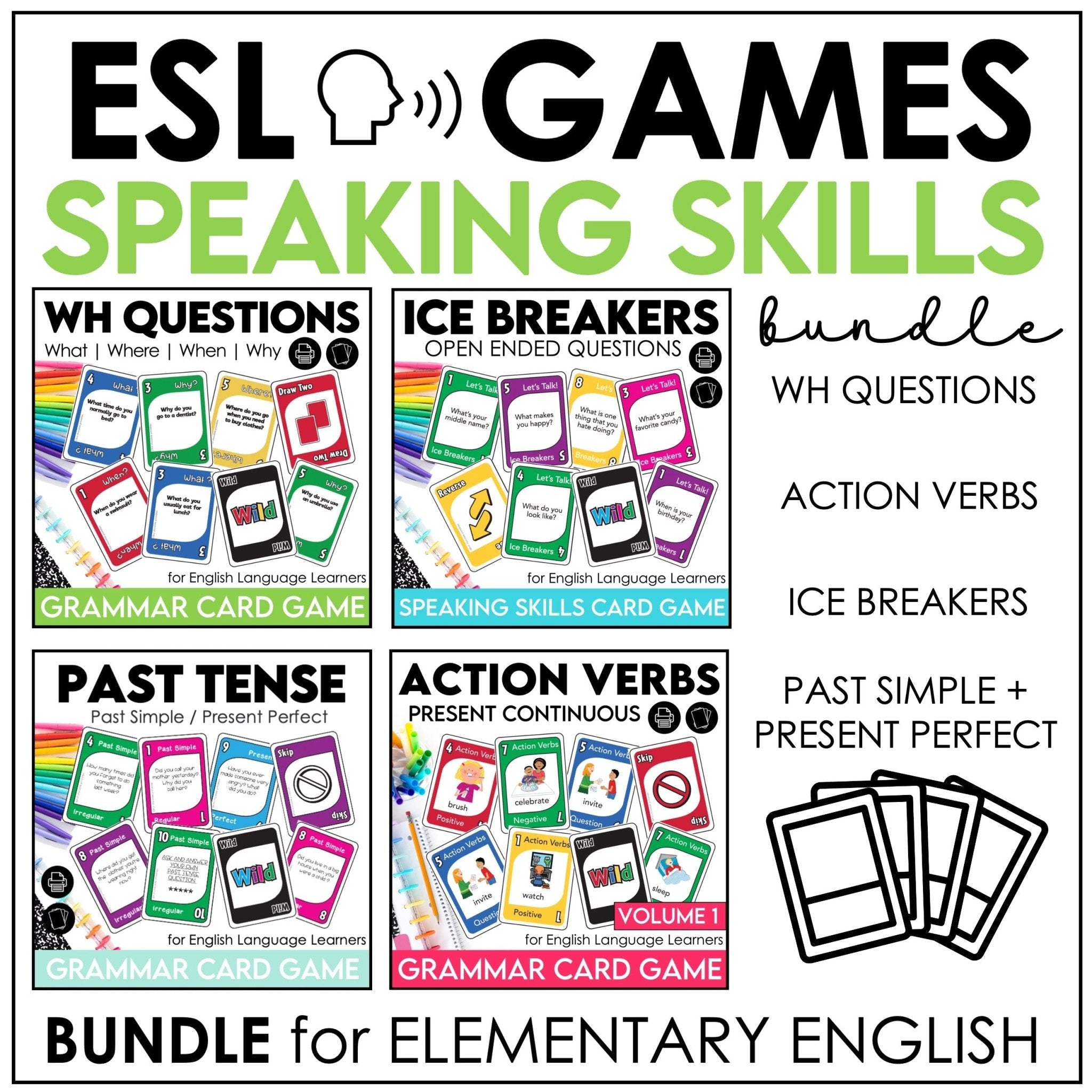 ESL Speaking Card Games Bundle | Conversation Prompt Games