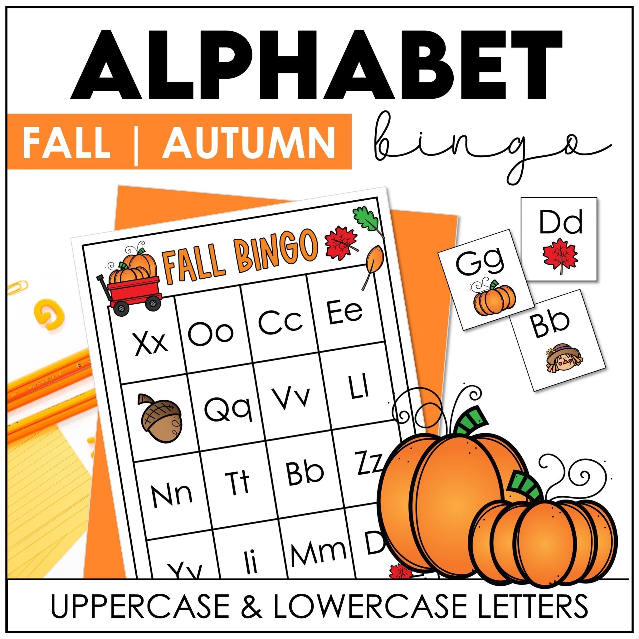 Fall Alphabet Bingo | Uppercase & Lowercase Letters