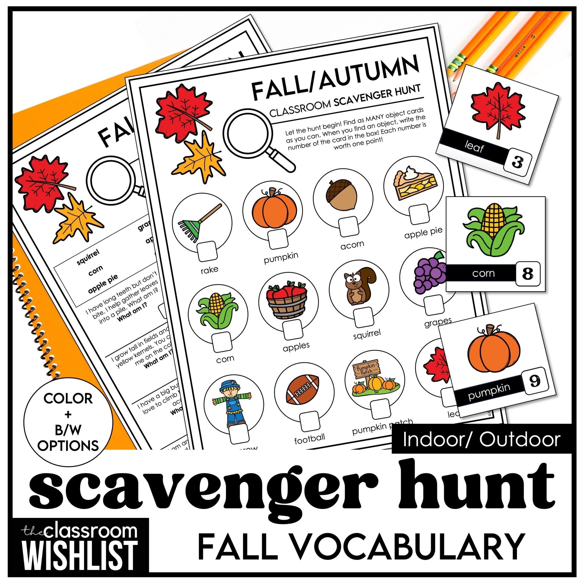 Fall Vocabulary Scavenger Hunt - Autumn Activity