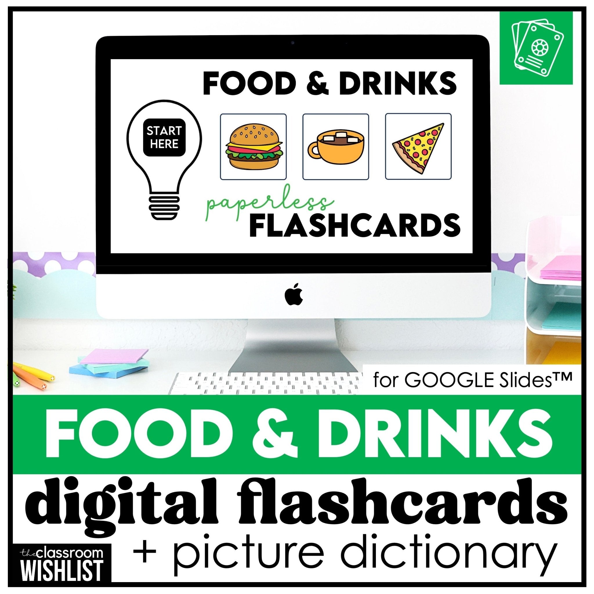 Food & Drinks Flash Cards for Google Slides