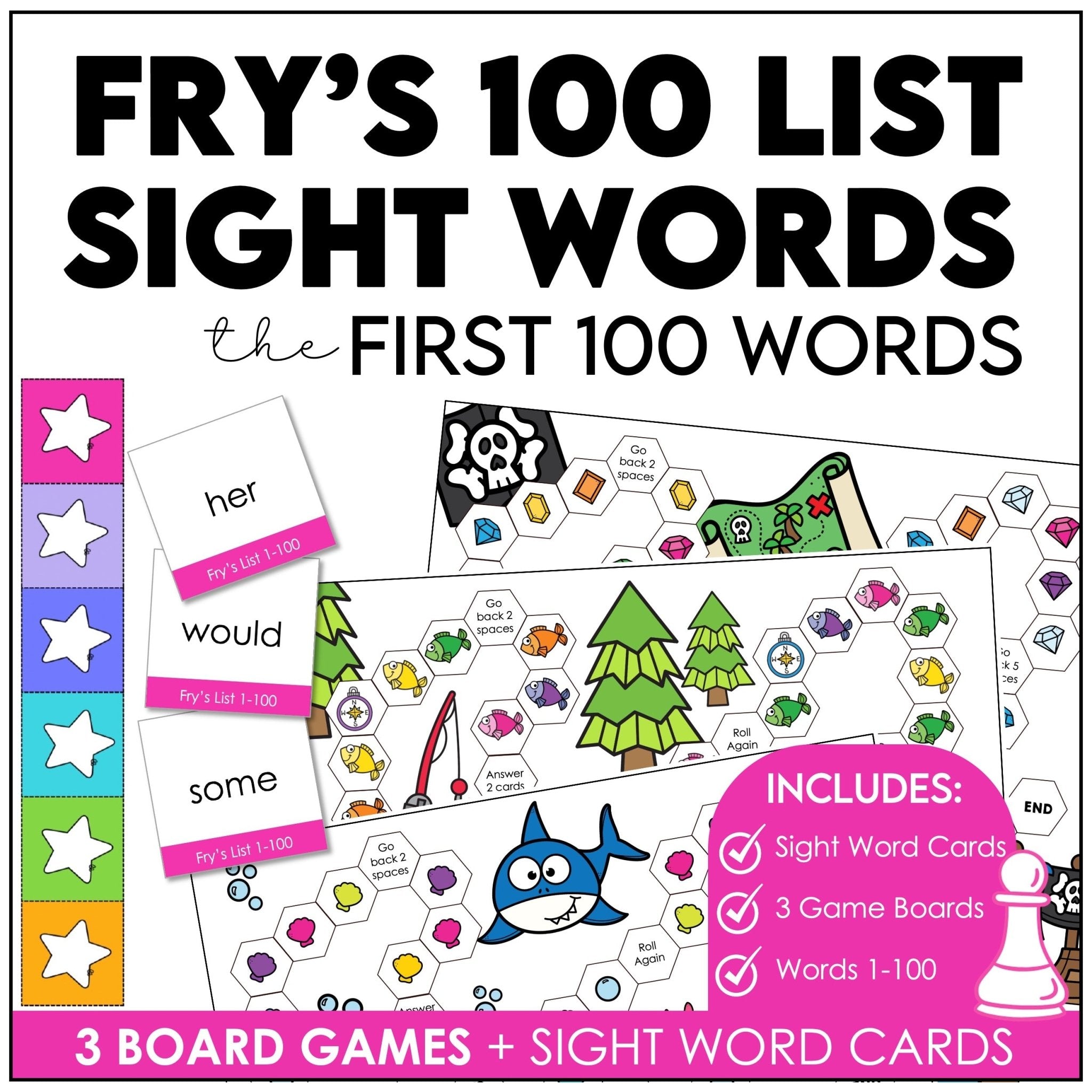 Fry’s First 100 Sight Words Board Games | Print & Play