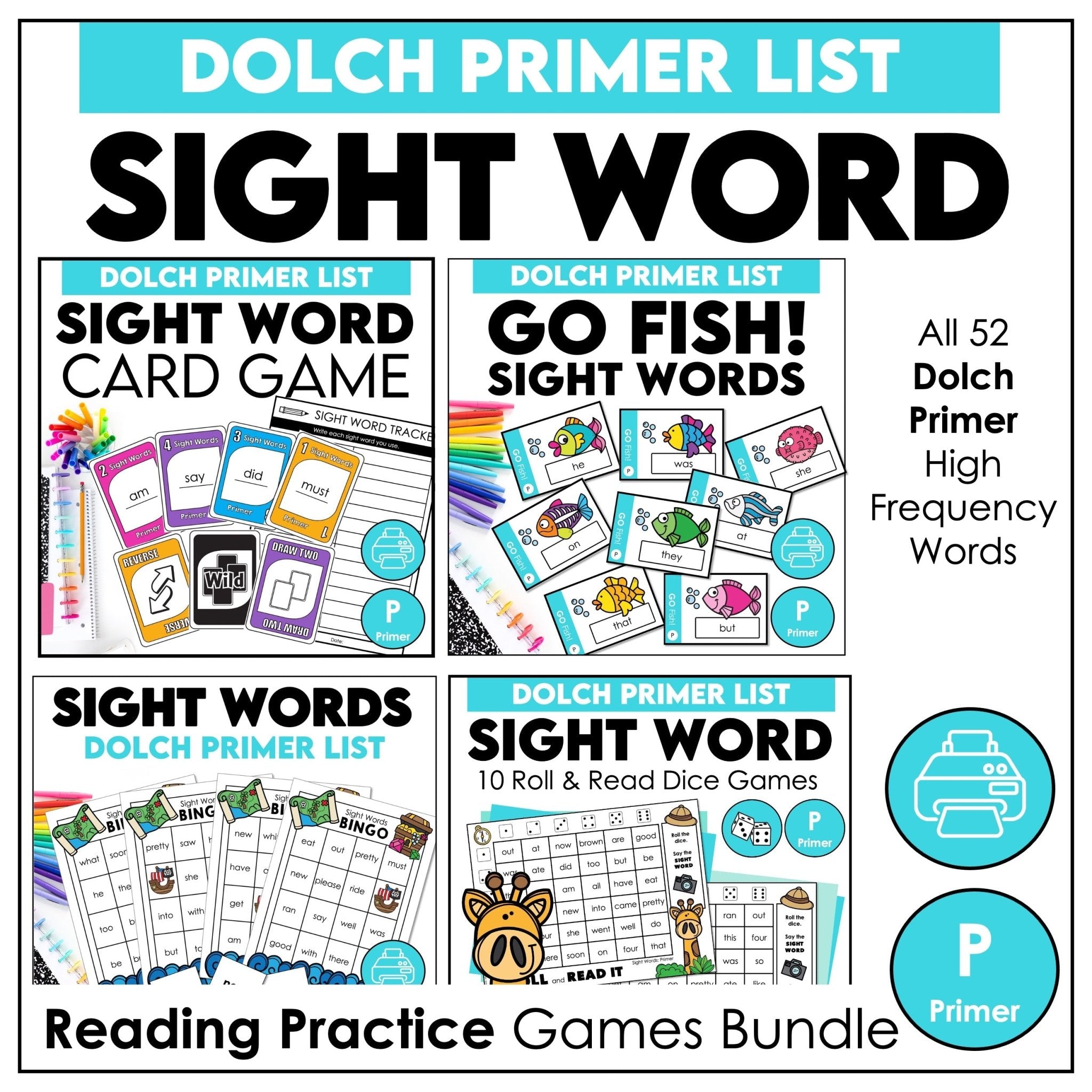 Dolch Primer Sight Words Games Bundle