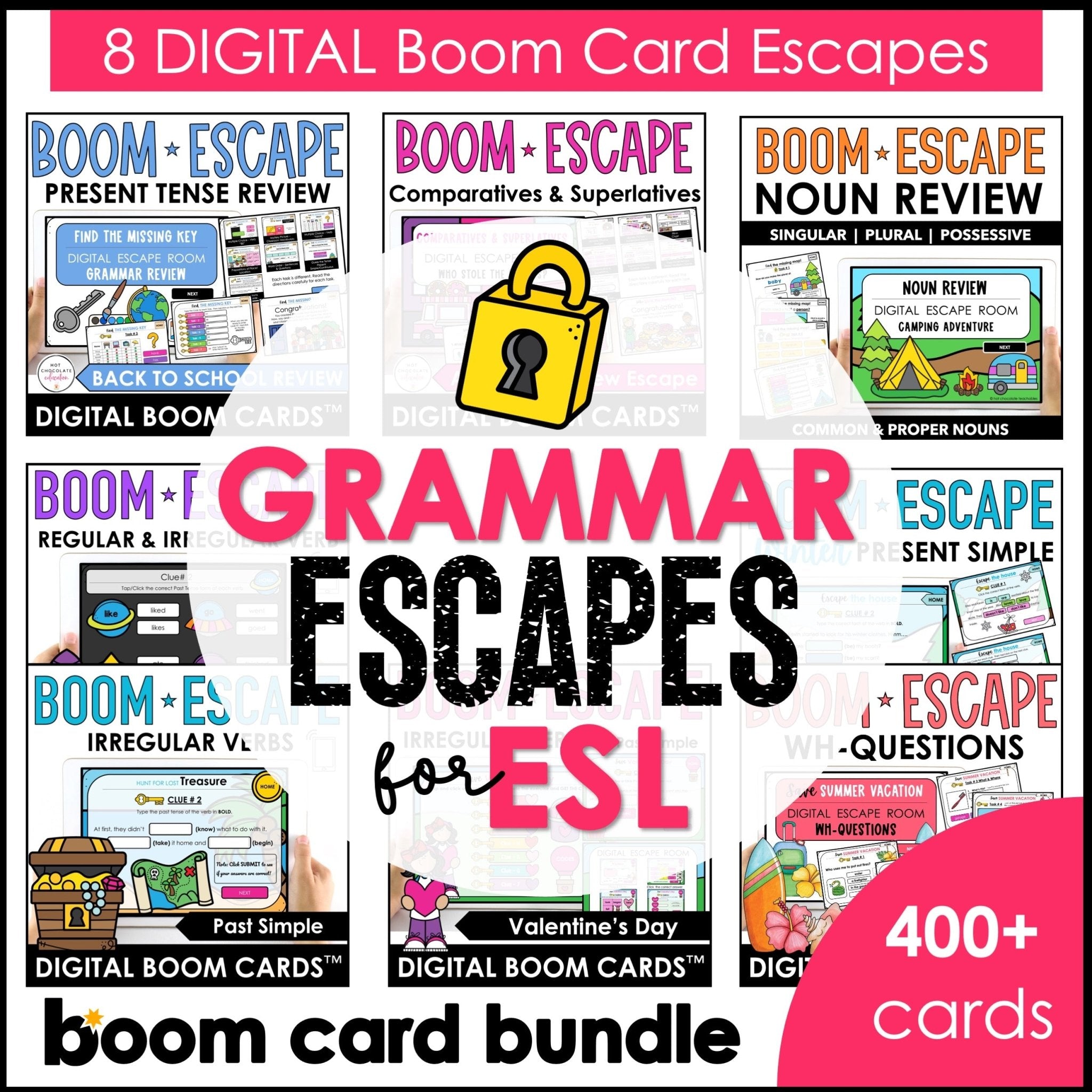 Grammar Escape Activities | Boom Card Bundle for ESL