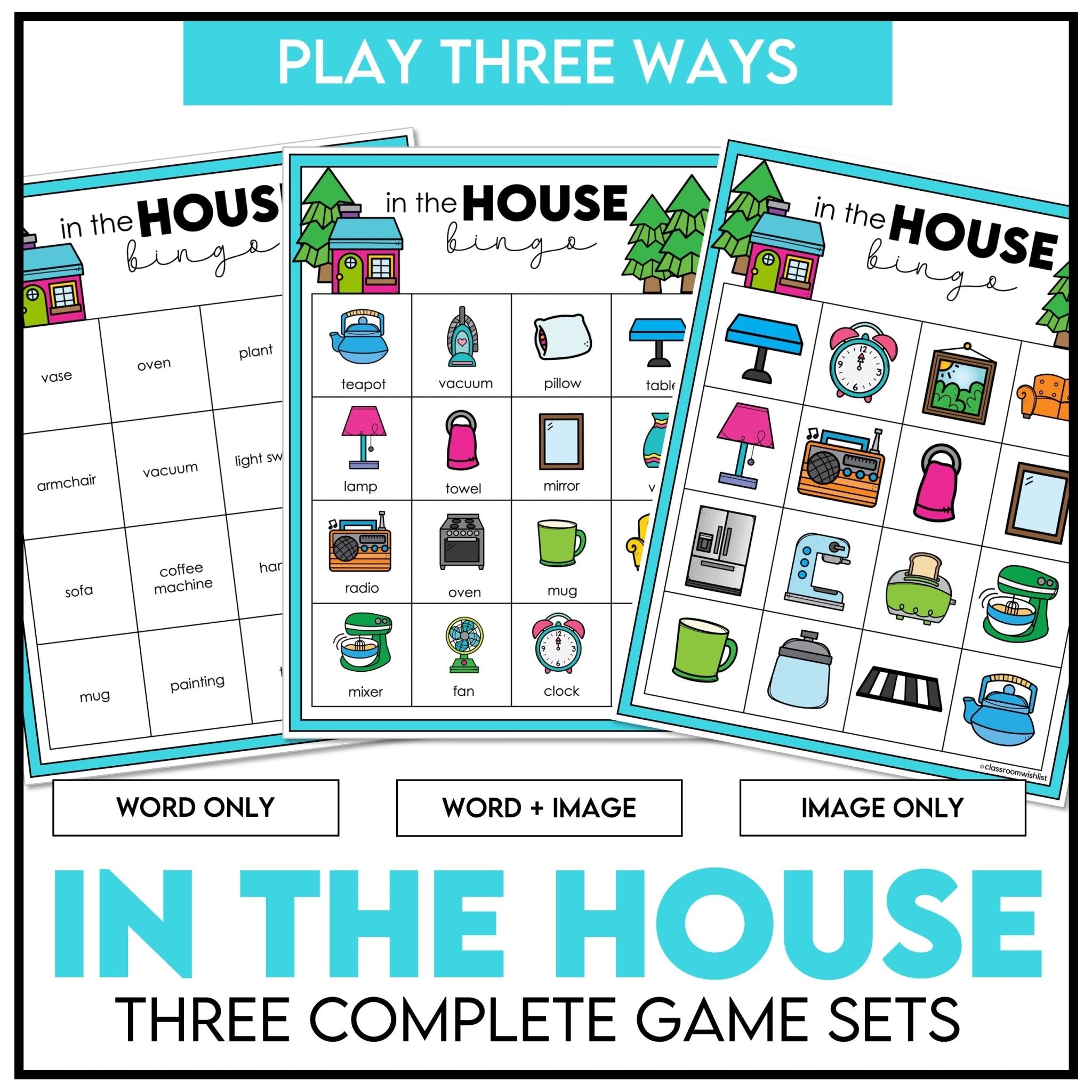 Household Objects Bingo – Things in a House Game Cards