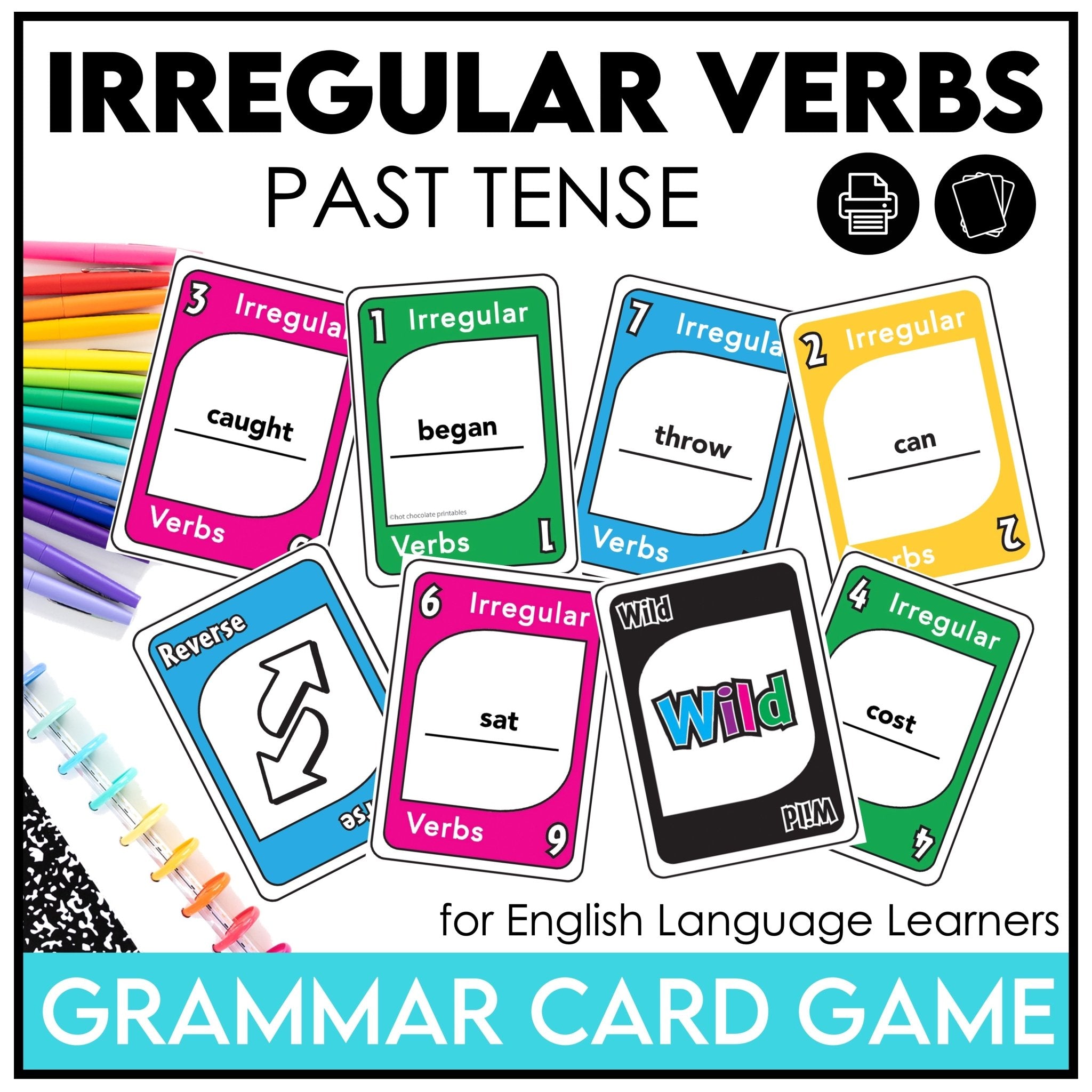Past Verb Card Game: Change Present to Past