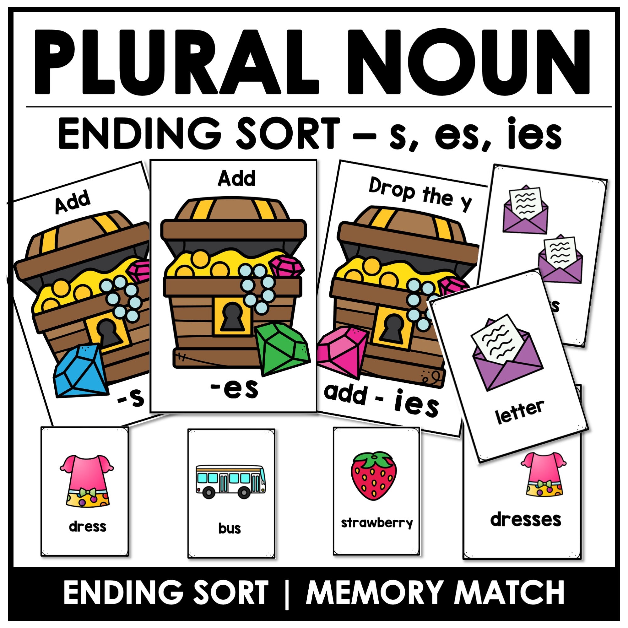 Plural Noun Sort | Sorting Activity for -s, -es, -ies endingPractice ...
