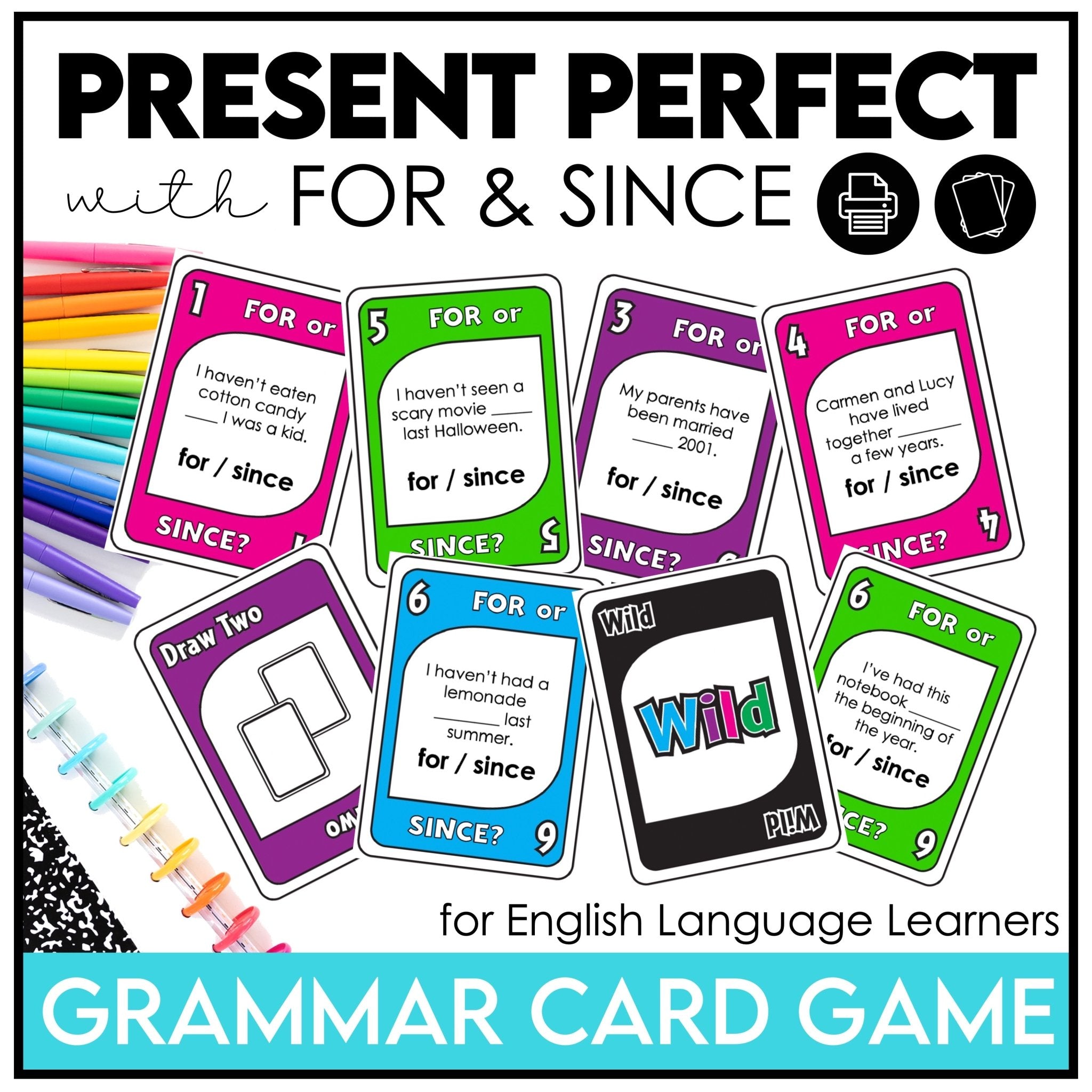 Present Perfect with For & Since | Uno Style Card Game