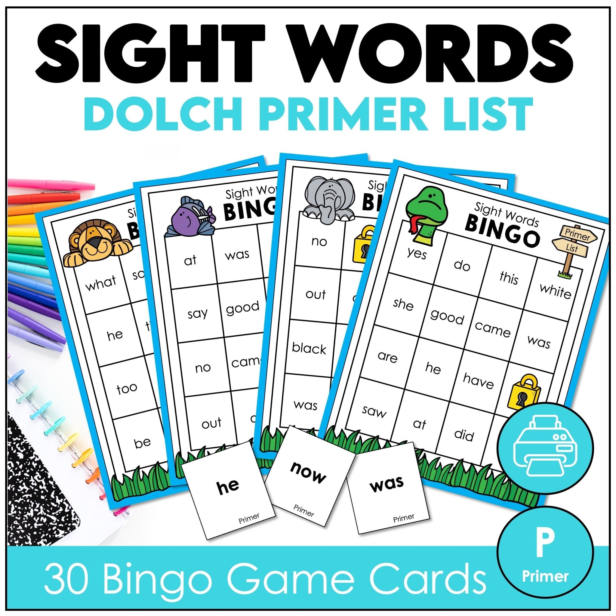 Sight Word Bingo Game - Pre-K to 2nd Grade - Dolch Aligned