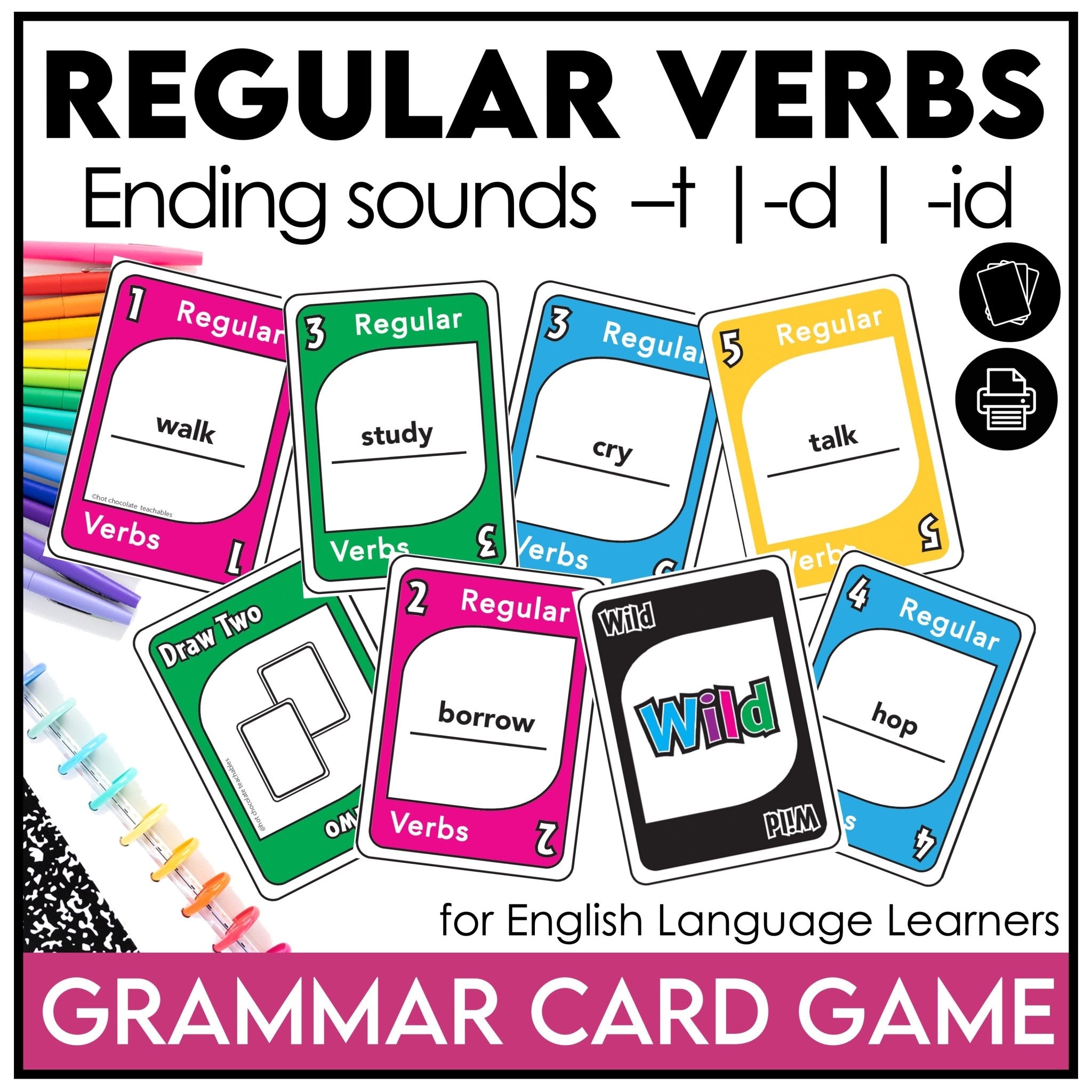 Verb Card Game: Regular Past Tense Pronunciations