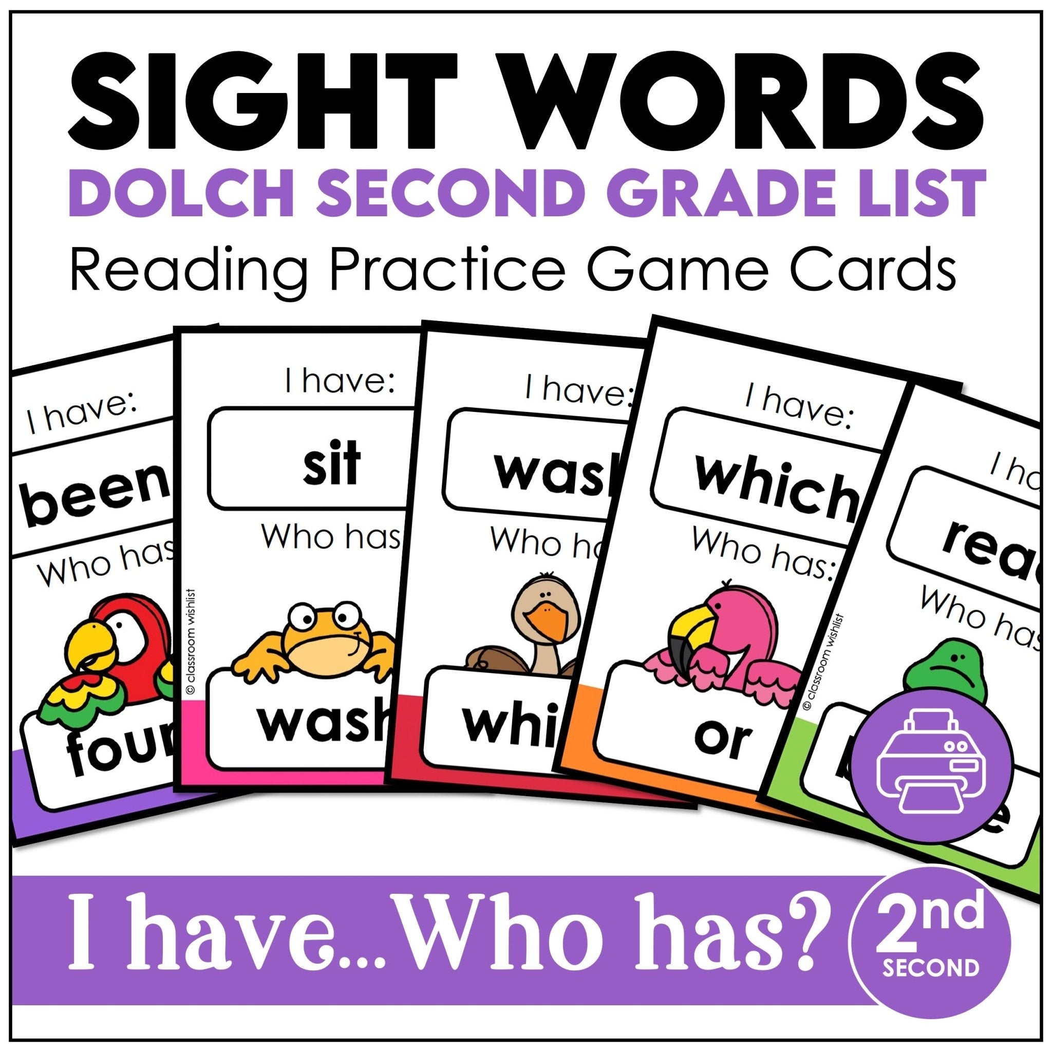 Dolch Sight Words Reading Game for Second Grade