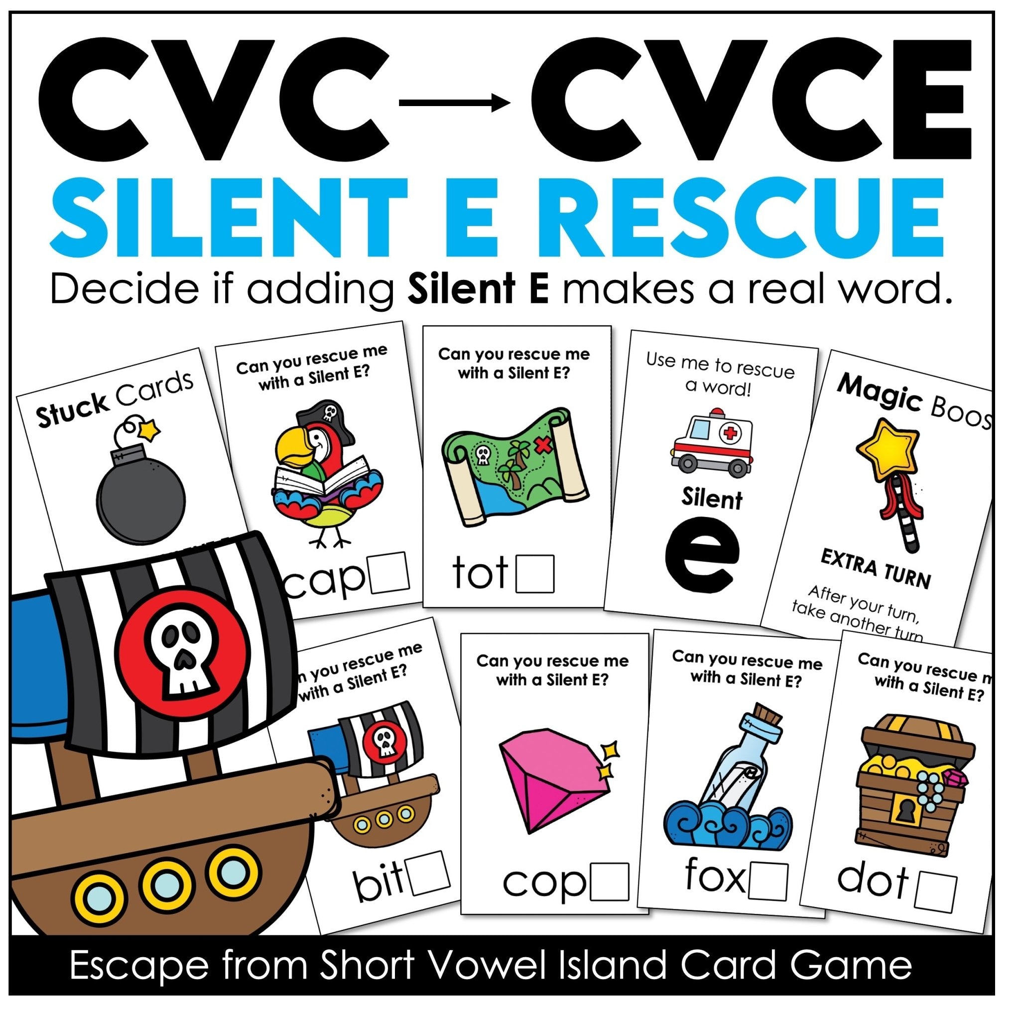 Silent E CVC to CVCe Phonics Card Game