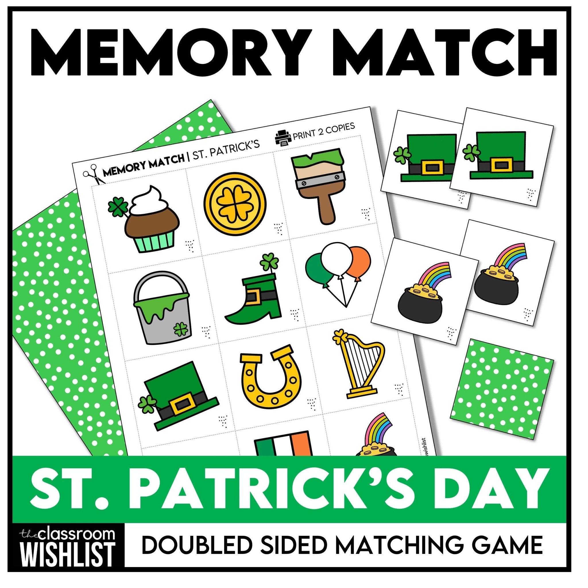 St. Patrick's Day Memory Game | Printable Matching Activity