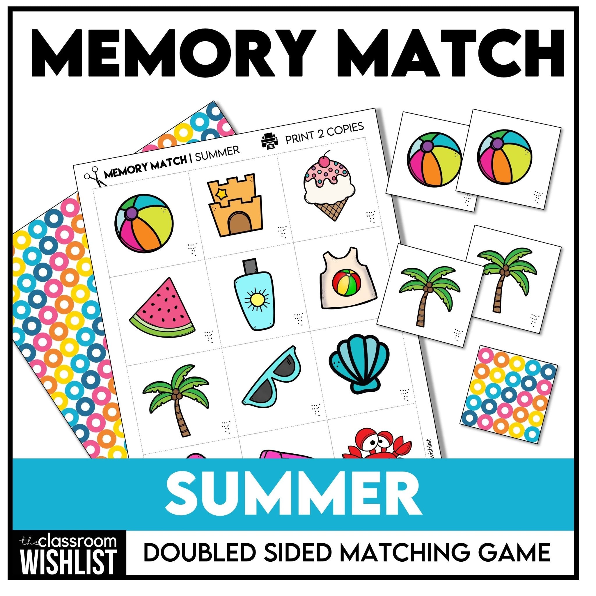 Summer Vocabulary Memory Game - 24 Picture Cards