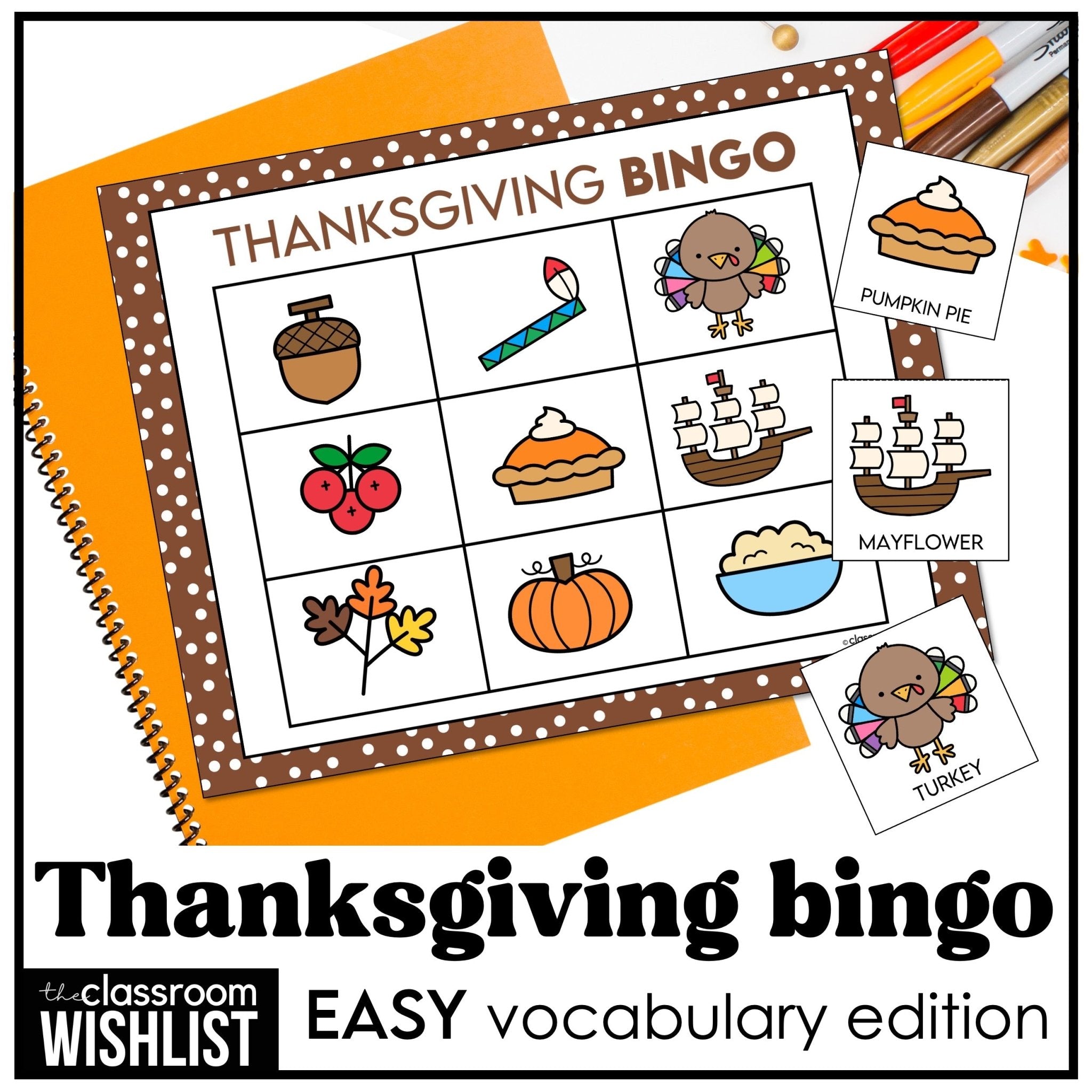 Thanksgiving Bingo Game for Preschool & Kindergarten | ESL