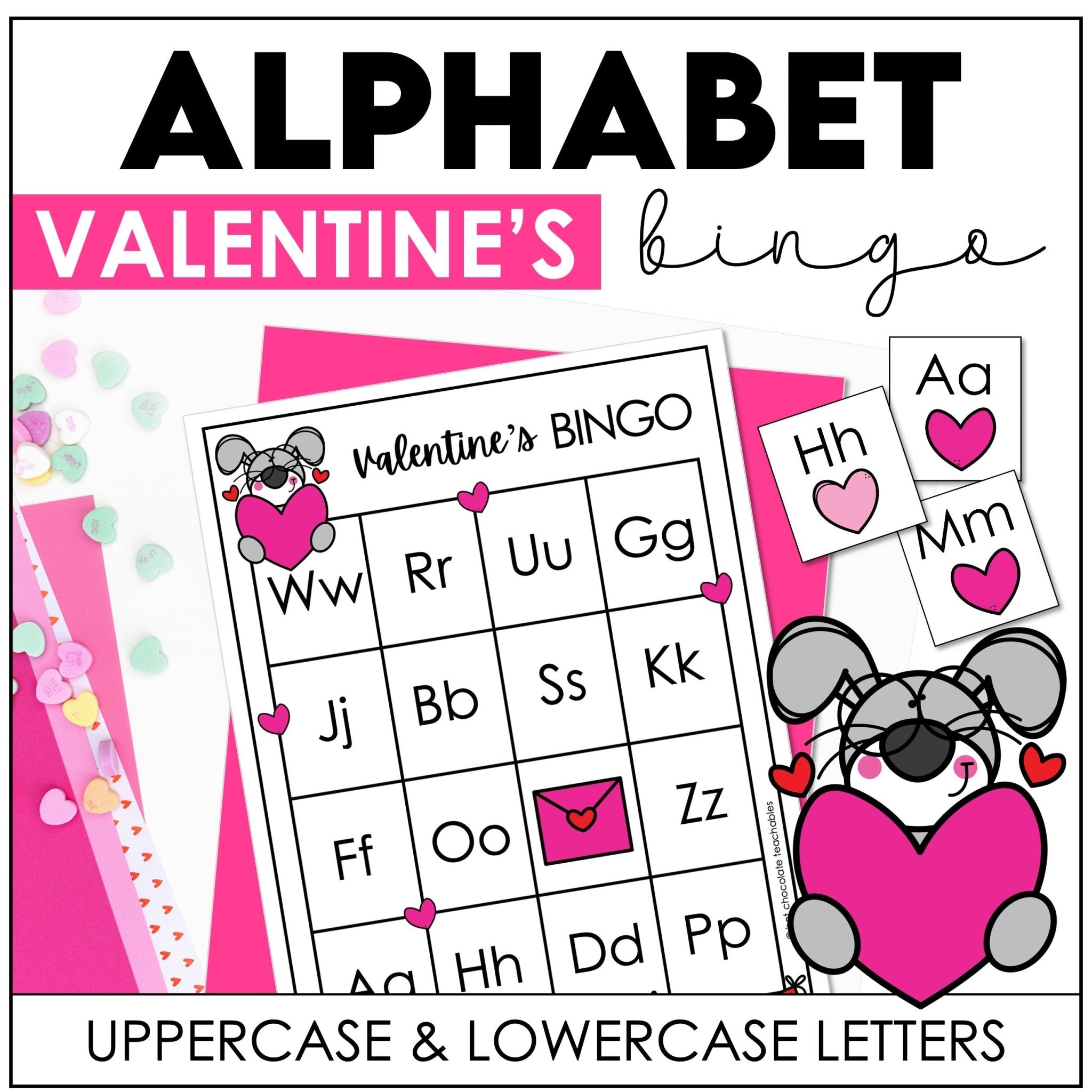 Valentine's Day Alphabet Bingo Game | Uppercase and Lowercase Letters