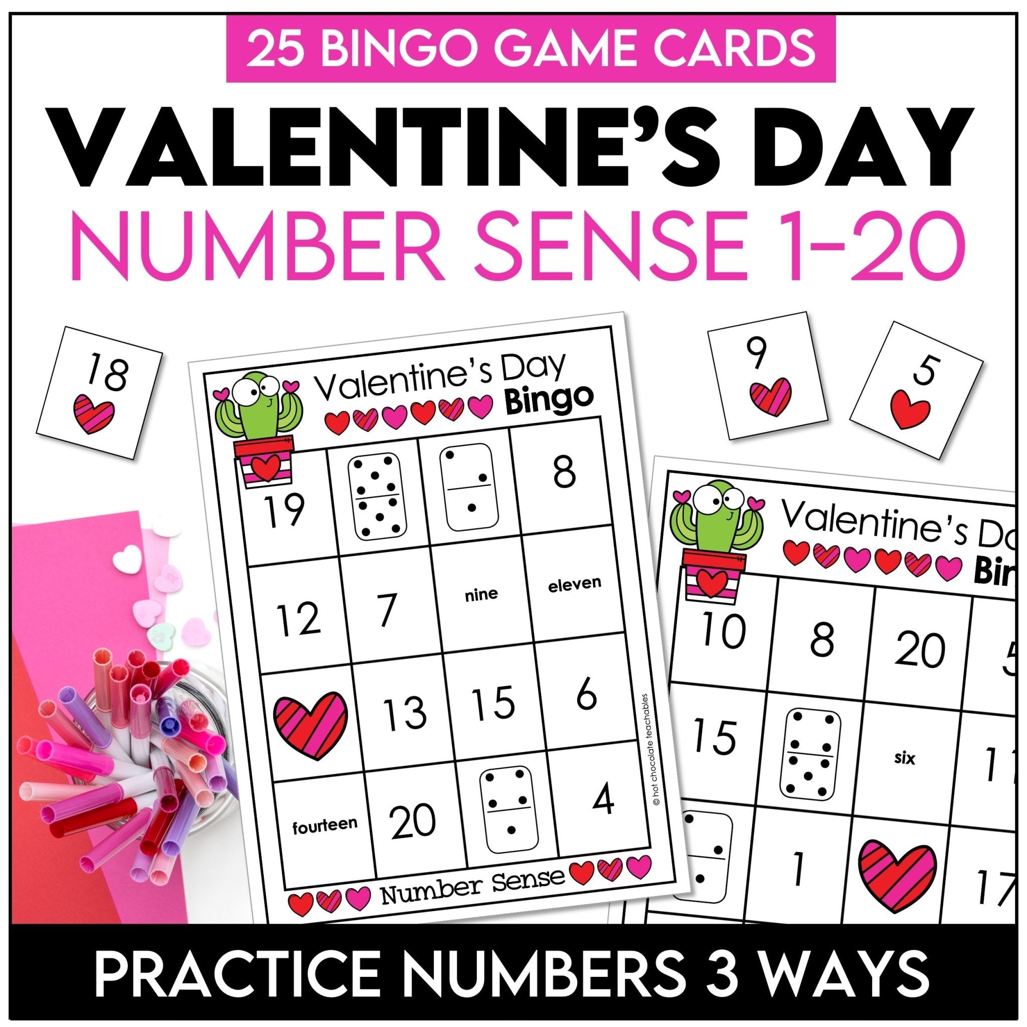 Valentine's Day Number Bingo | Number Recognition 1 to 20