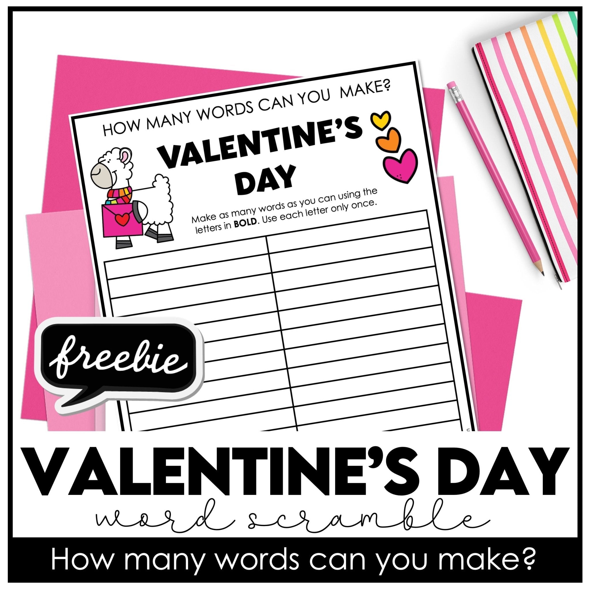 Valentine's Day Word Scramble Freebie!