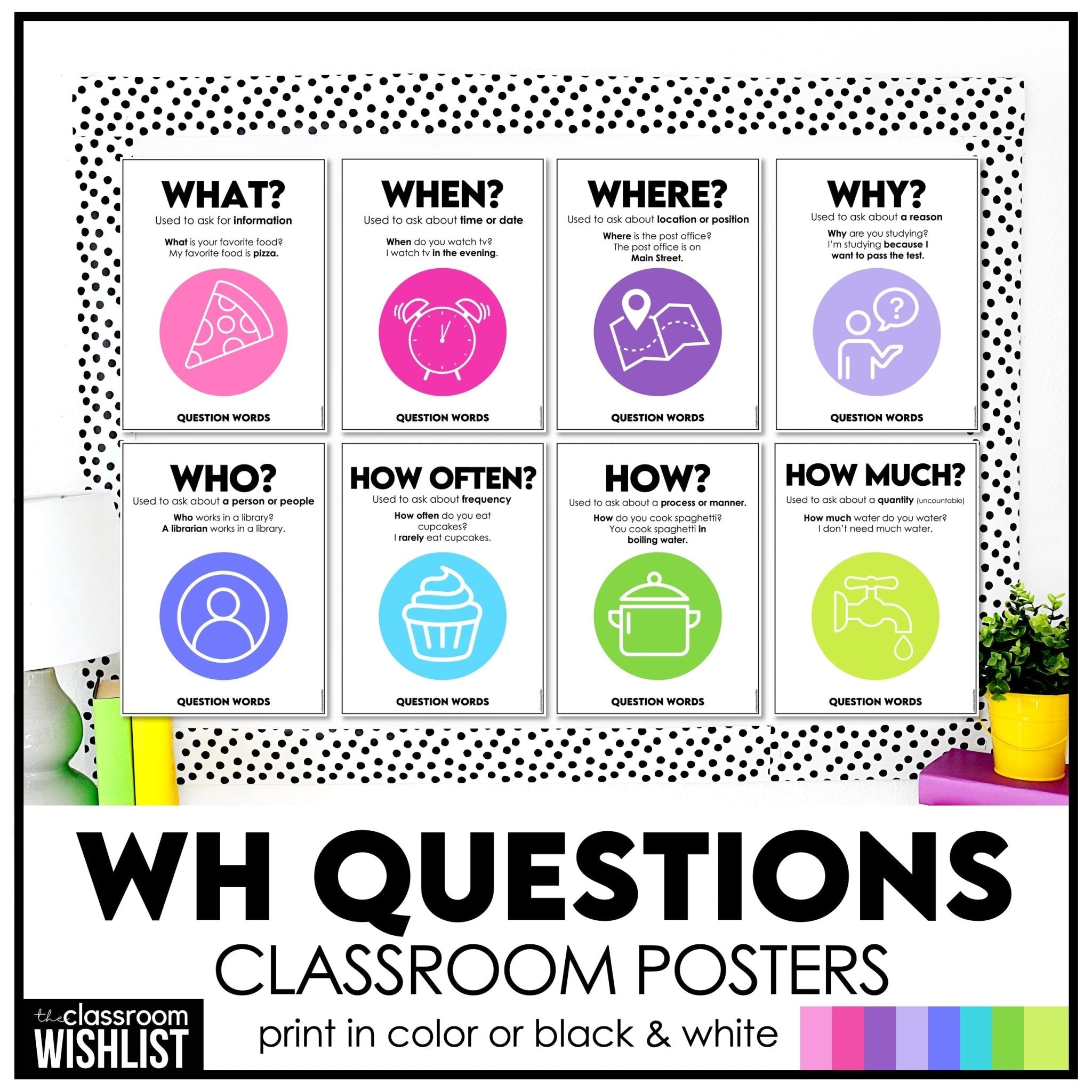 WH Question Word Posters | Bulletin Board Reference