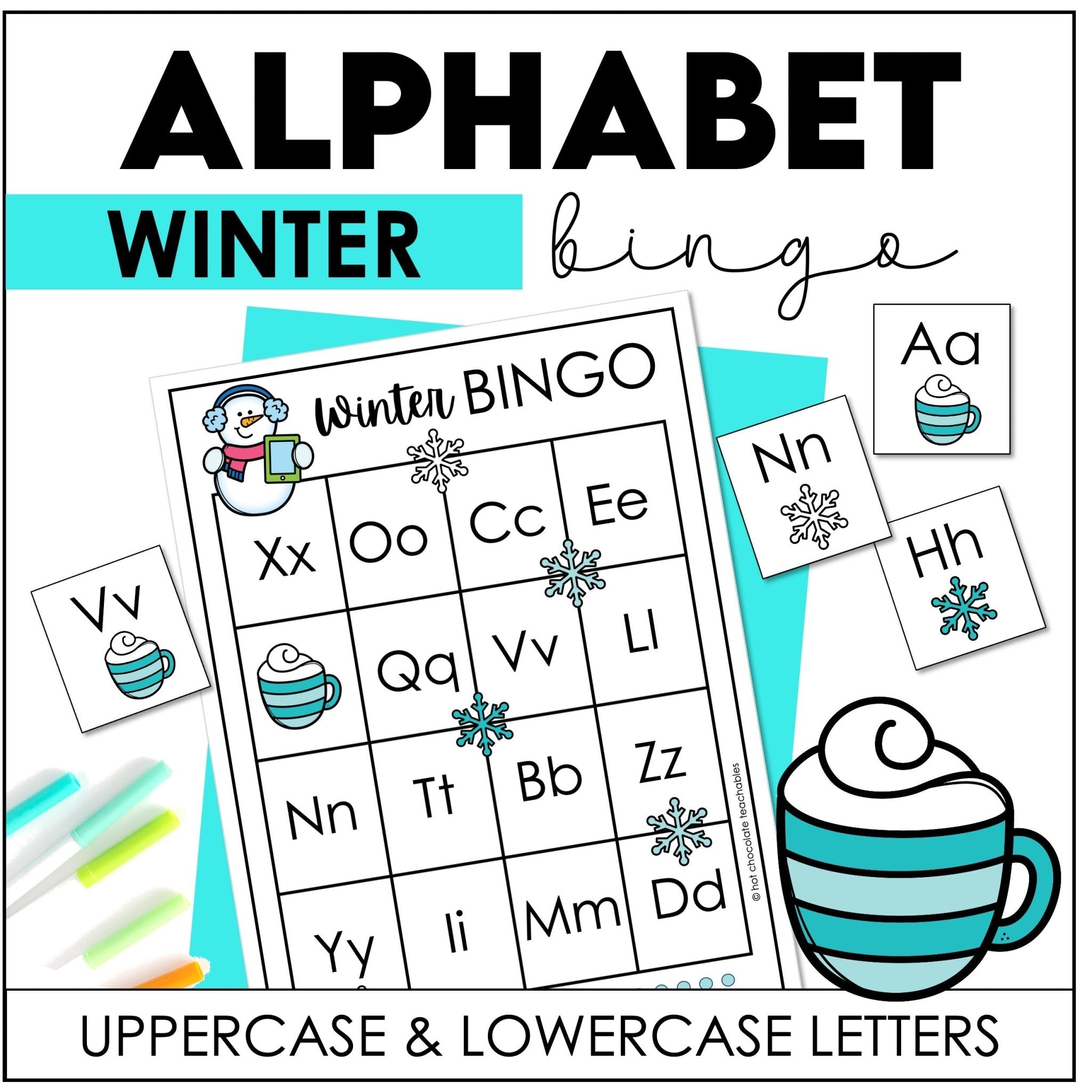 Winter Alphabet Bingo | Uppercase & Lowercase A–Z