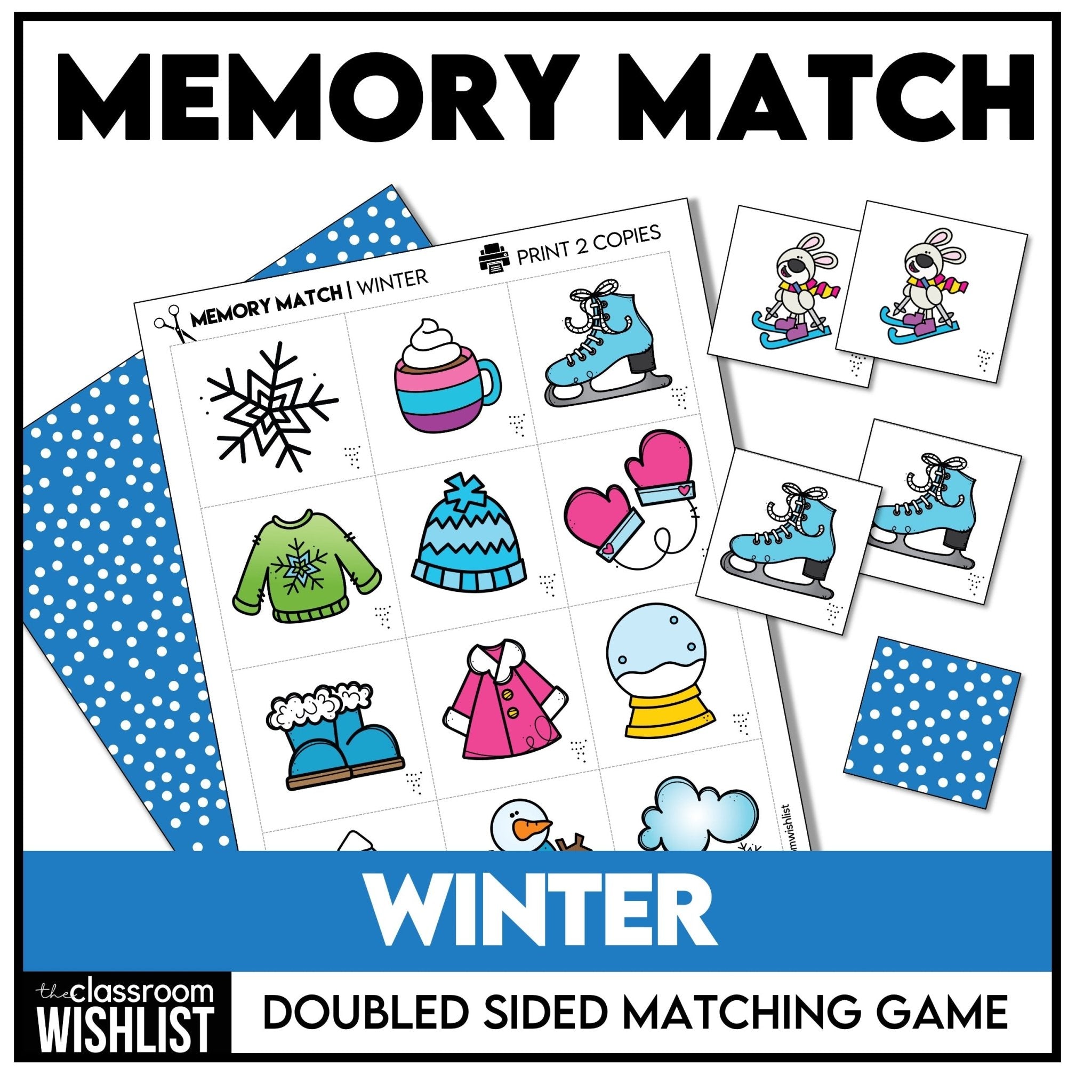 Winter Memory Game | Cold Weather Vocabulary Picture Match