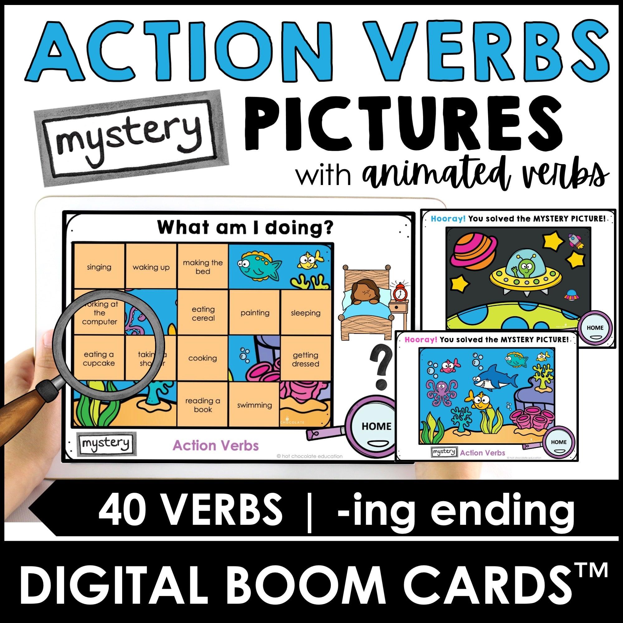 Action Verbs - Present Continuous BOOM CARDS