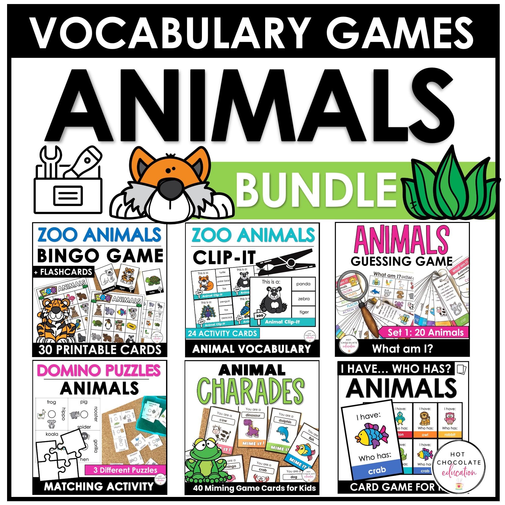 Animal Vocabulary Activity & Games BUNDLE for ESL