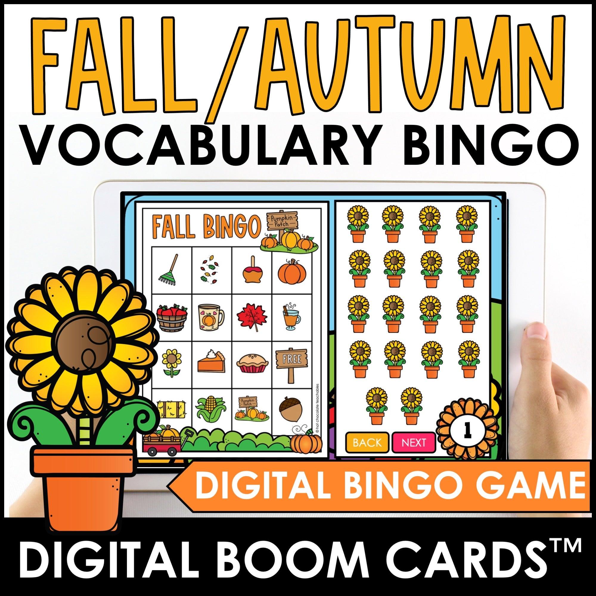 AUTUMN / FALL BINGO Game - Vocabulary Building - Boom Cards