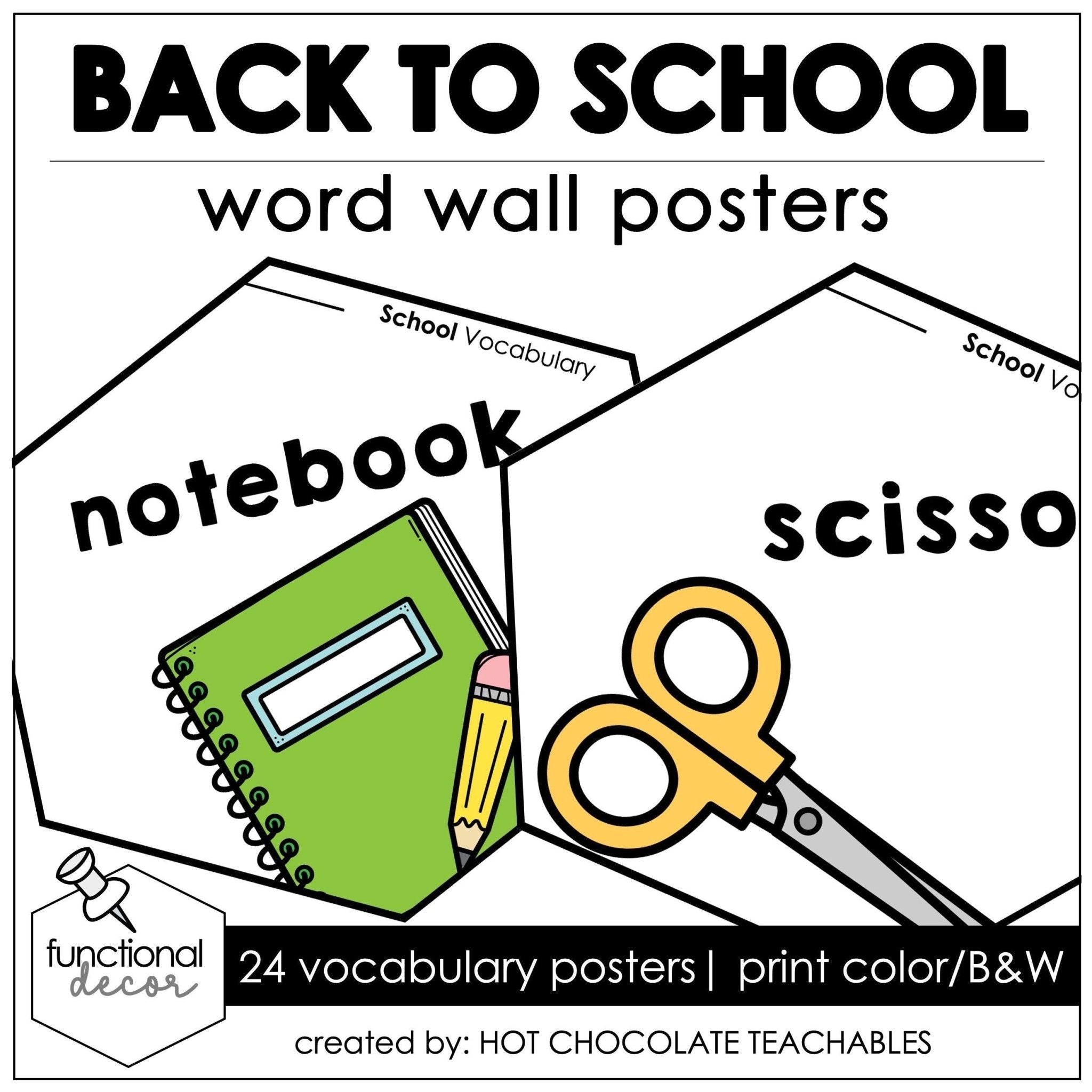 ESL Classroom Posters | Back to School Vocabulary
