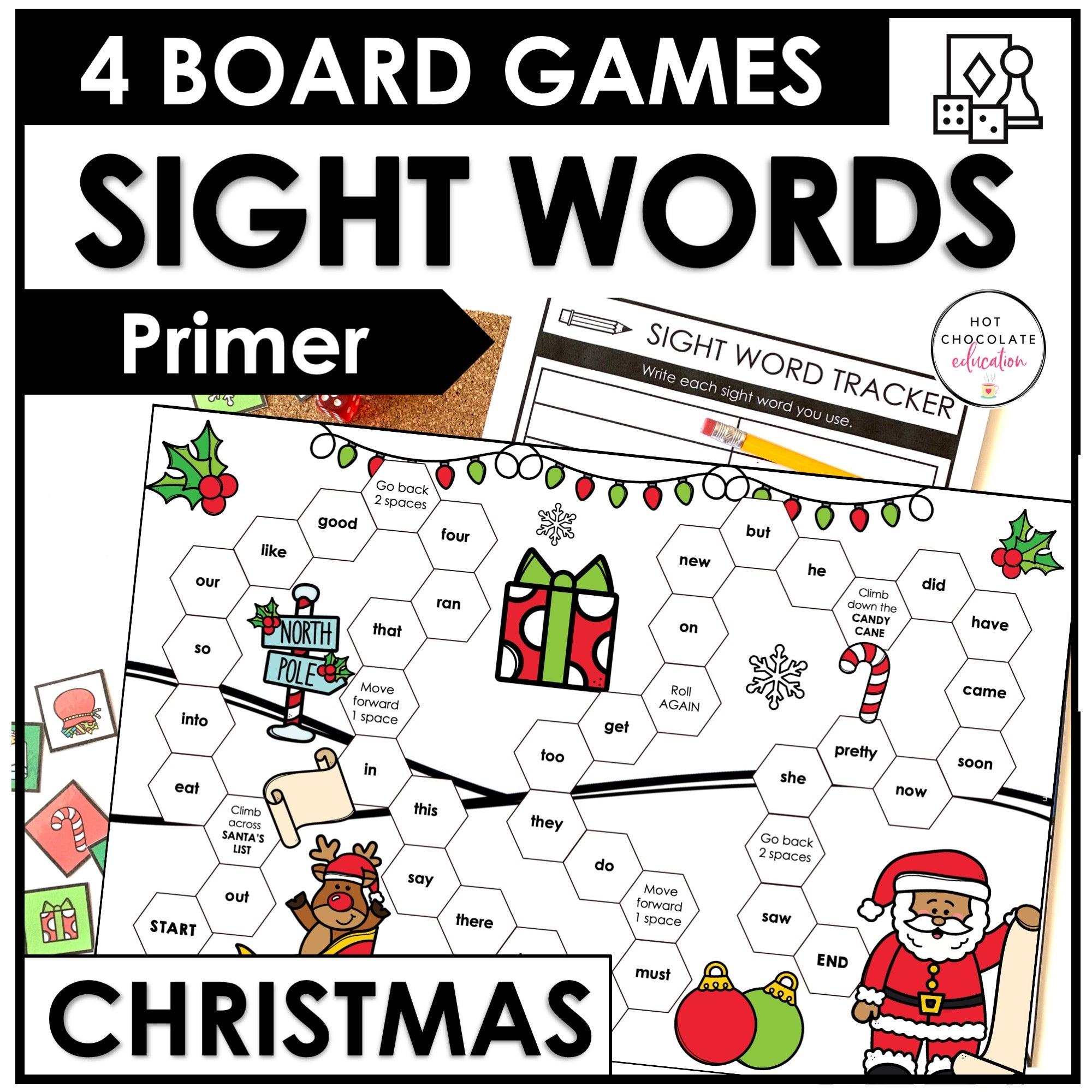 Christmas Sight Word Board Games : Primer List