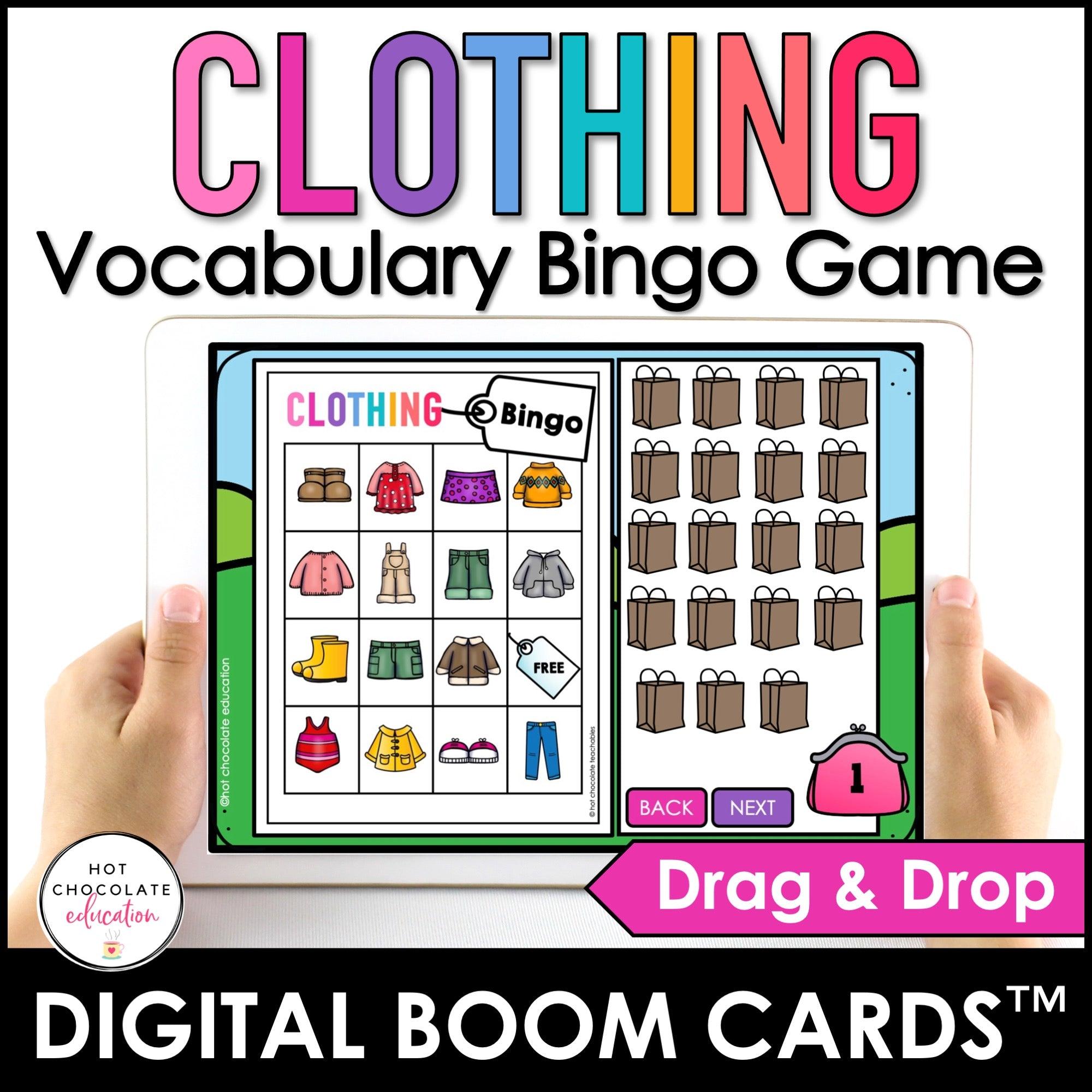 Clothing - Clothes Vocabulary BINGO GAME | Boom Cards