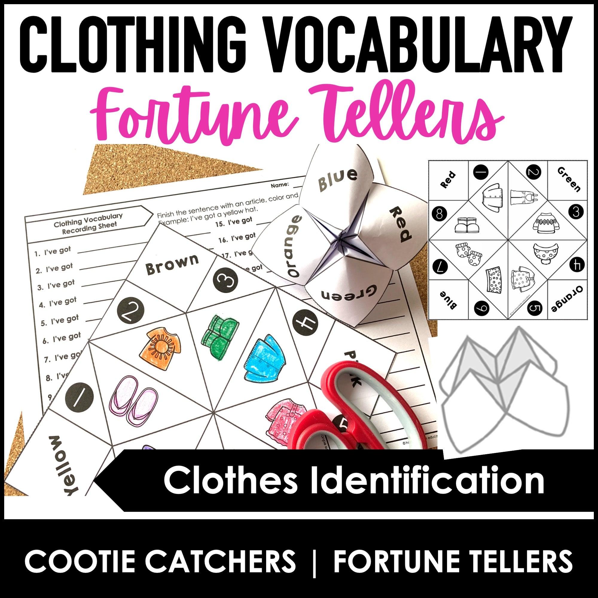 Clothing Vocabulary Activity : Foldable Cootie Catchers
