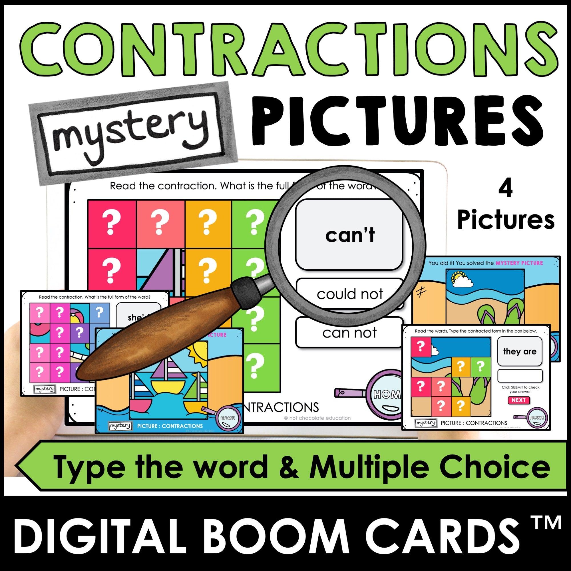 Contractions : Grammar Boom Cards | Mystery Pictures