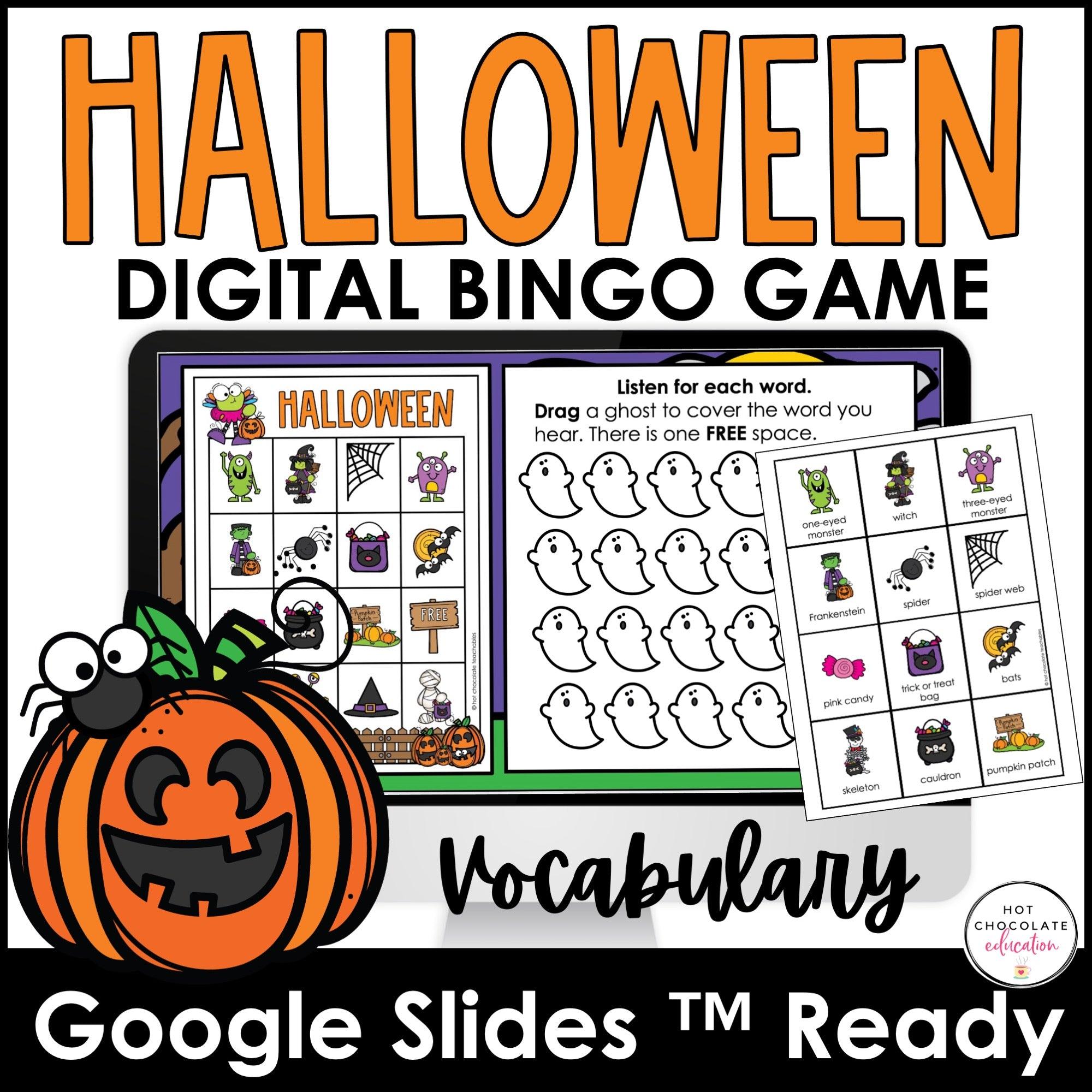 DIGITAL Halloween Vocabulary Bingo Game for Google Slides™