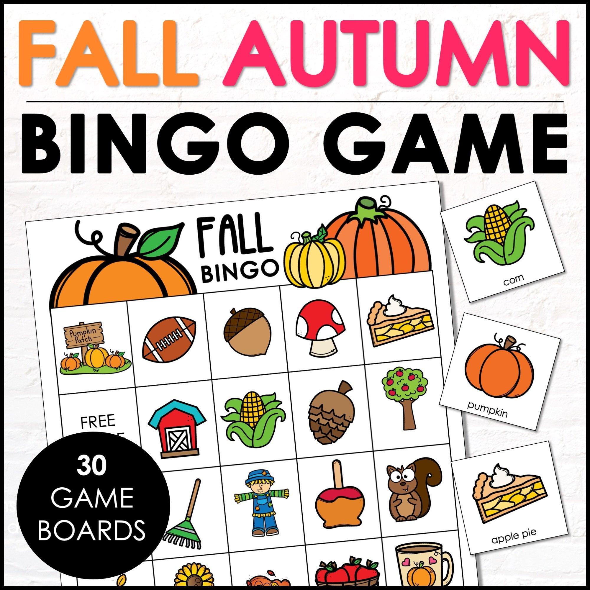 Fall Vocabulary Bingo - Autumn Classroom Game